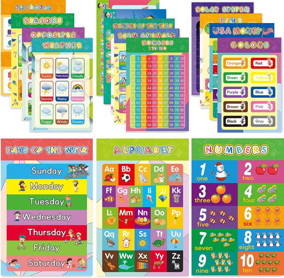 Buy Enyee 16 Educational s for Toddlers Classroom Decor Pre K Learning ...