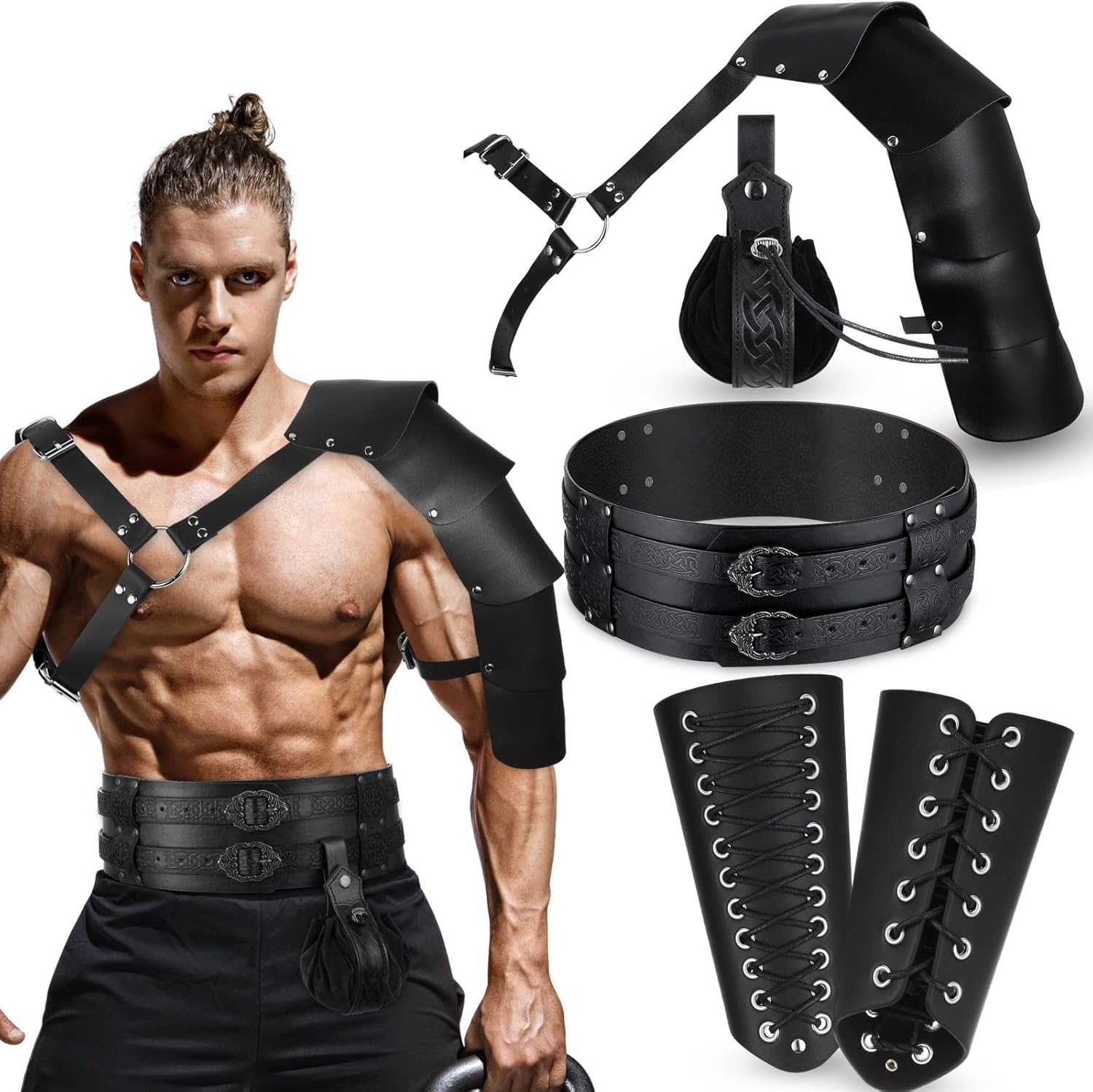 Amazon.com: 5 Pcs Leather Single Shoulder Armor Cover, Arm Bracers ...