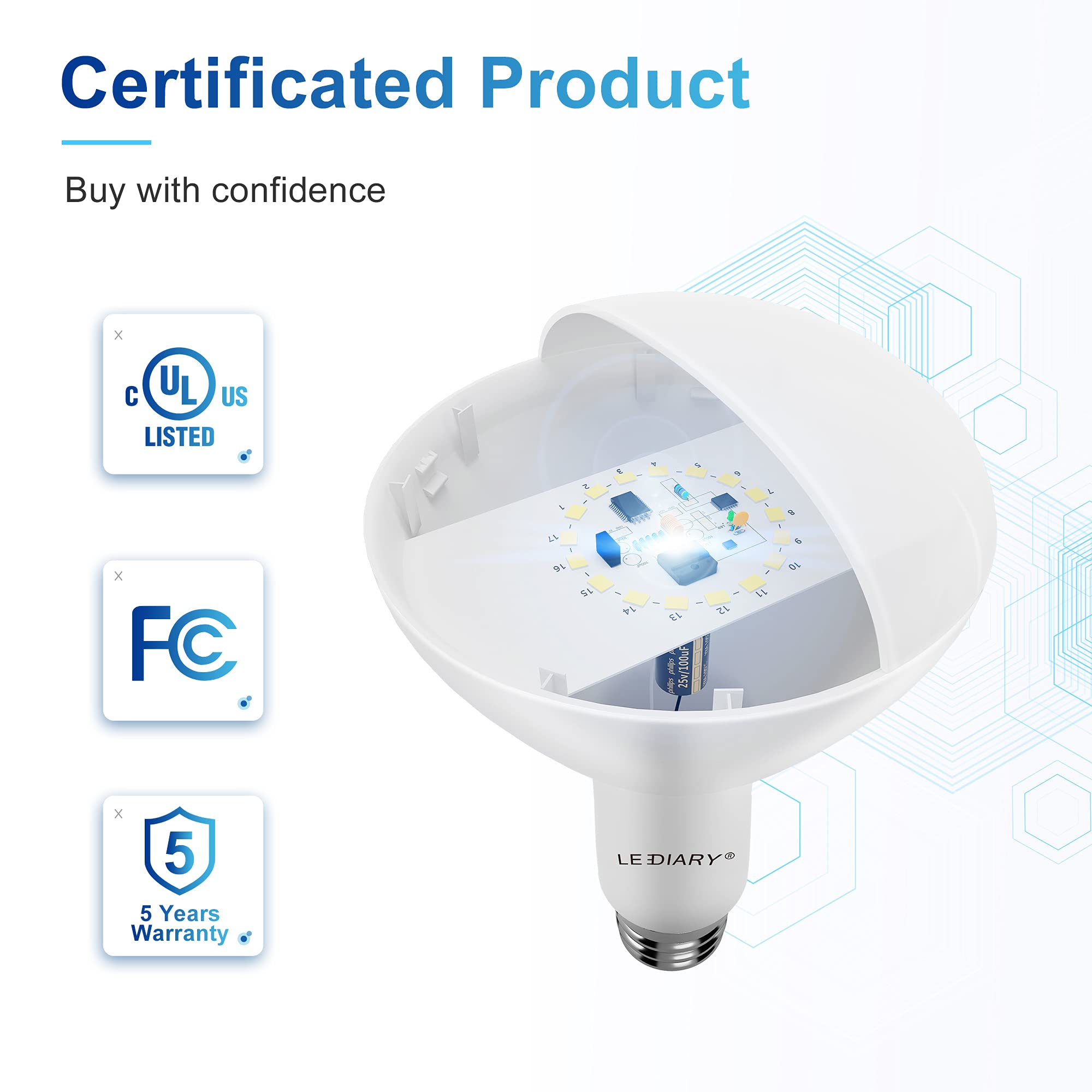 Snapklik.com : LEDIARY 16-Pack BR30 LED Recessed Light Bulbs, ETL ...