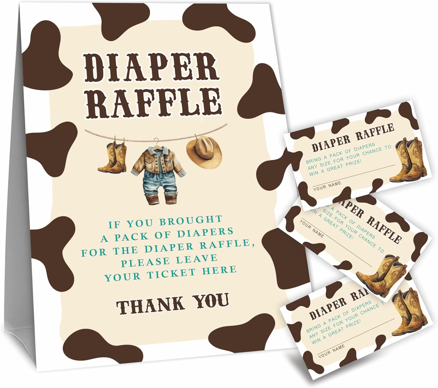 Amazon.com: Baby Shower Diaper Raffle Game Kit, Western Cowboy Theme ...