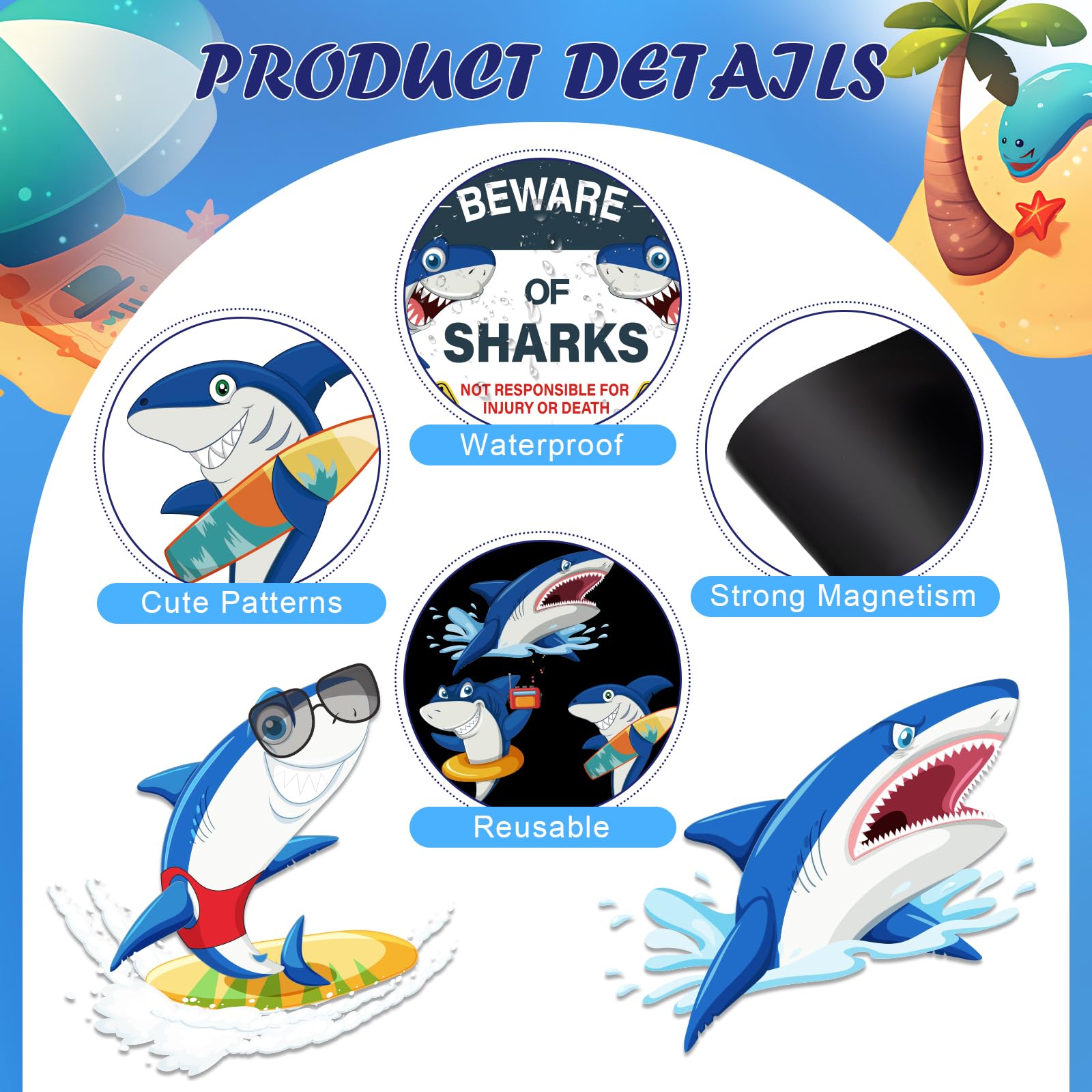 Snapklik.com : Shark Party Decorations Shark Cruise Door Magnets Summer ...