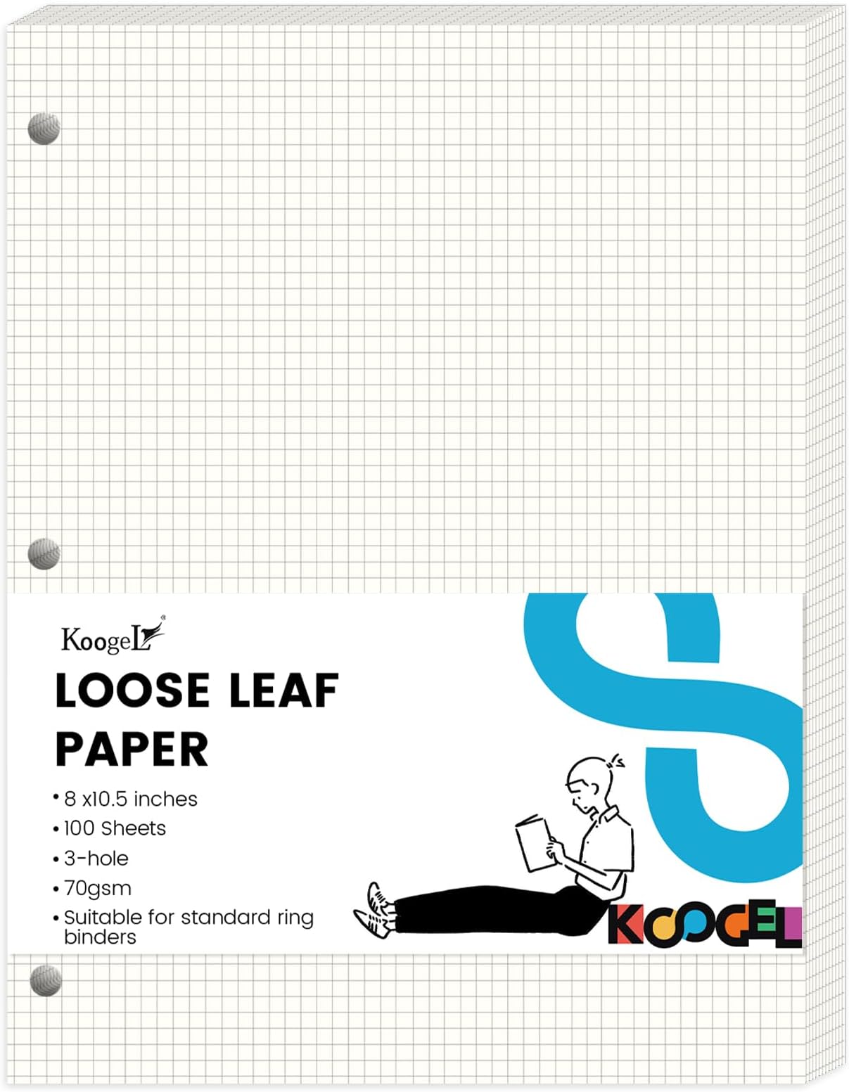 Amazon.com : Koogel 100 Sheets Graph Paper, Filler Paper Loose Leaf ...