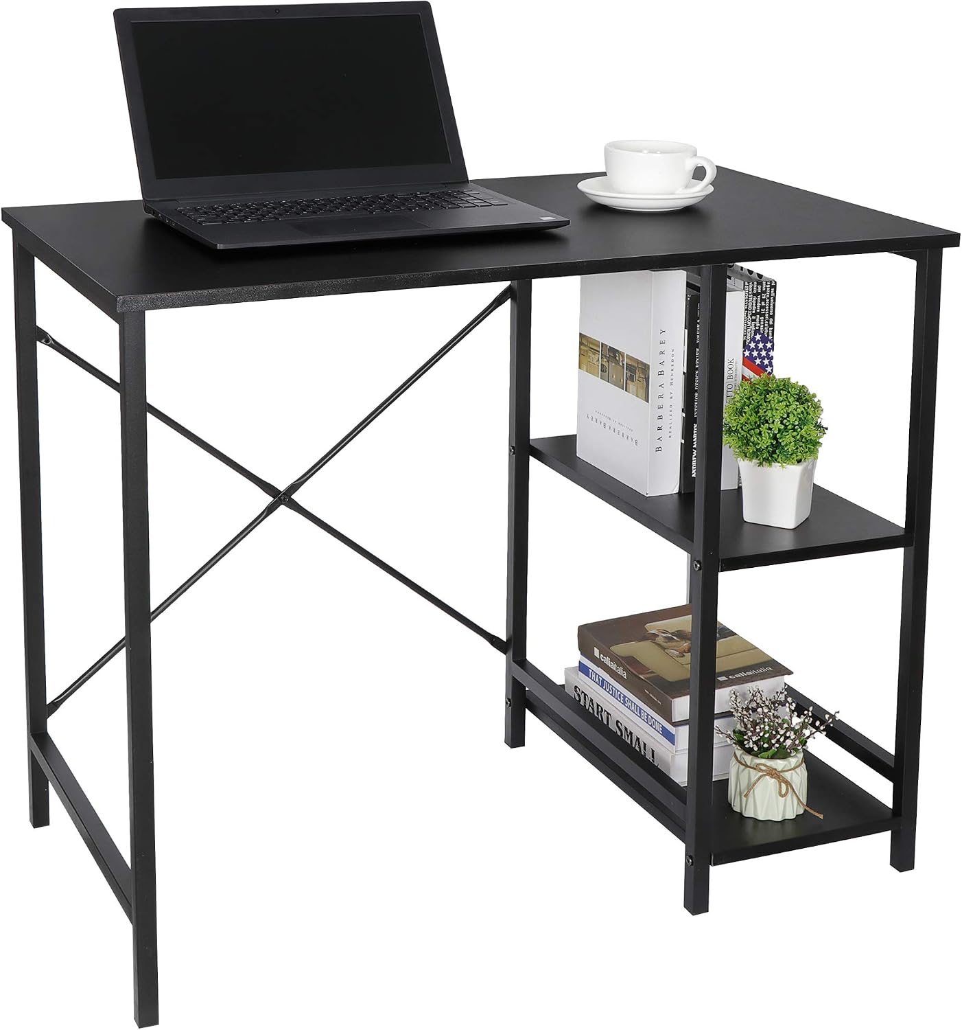 Amazon.com: ZenStyle Small Computer Desk with Storage Shelves Under ...