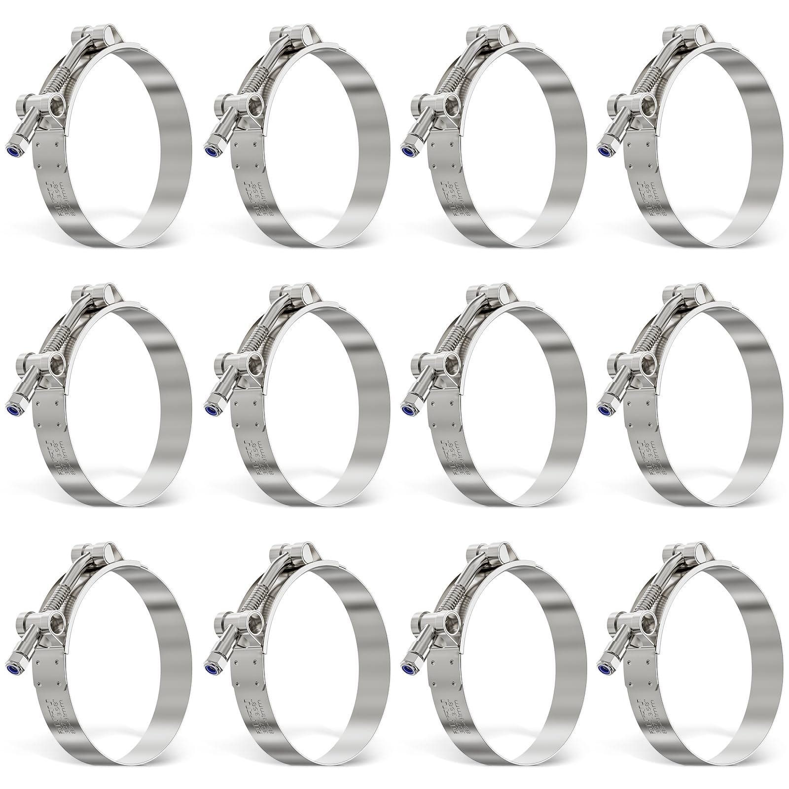 Snapklik.com : 12Pack 3 Inch T Bolt Hose Clamp,304 Stainless Steel ...