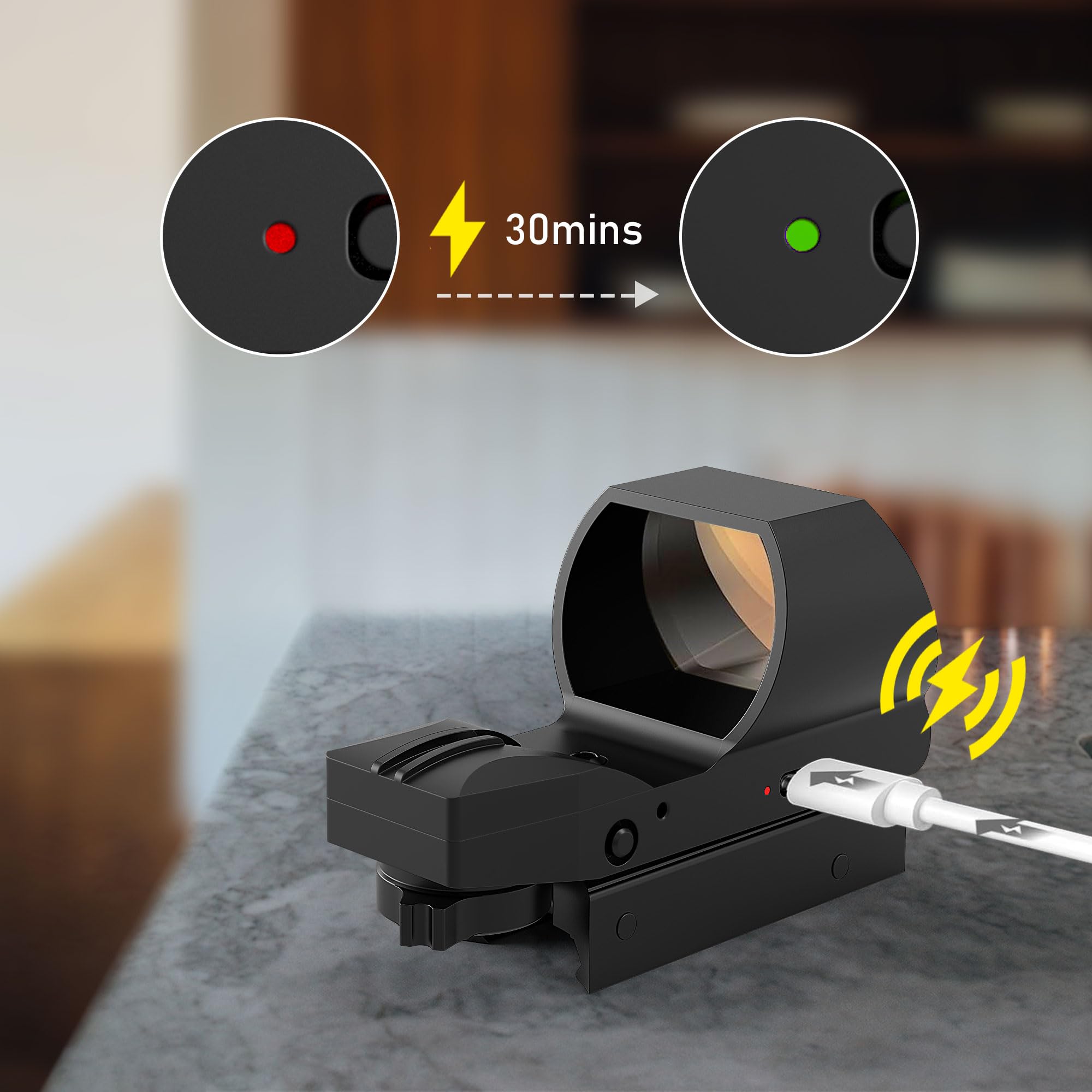 Snapklik.com : UUQ Rechargeable Reflex Sight,1x28x40mm Red Dot Optic