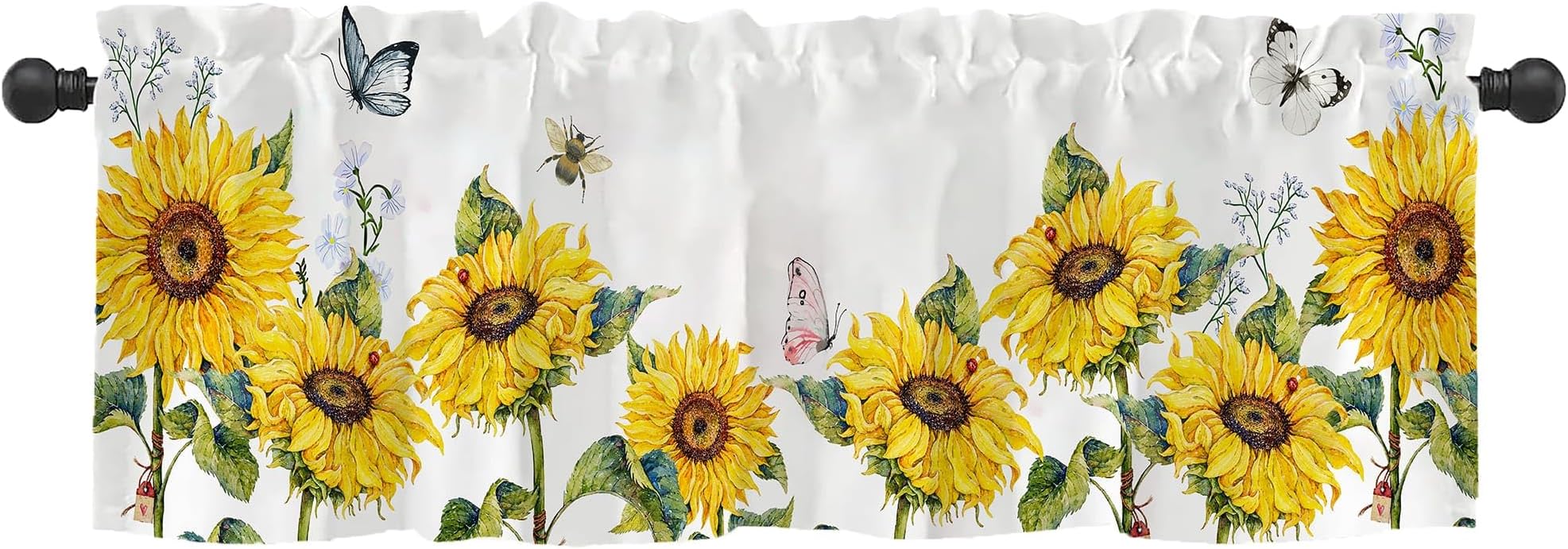 Amazon.com: Retro Sunflower Blackout Window Valance,Yellow Sunflower ...
