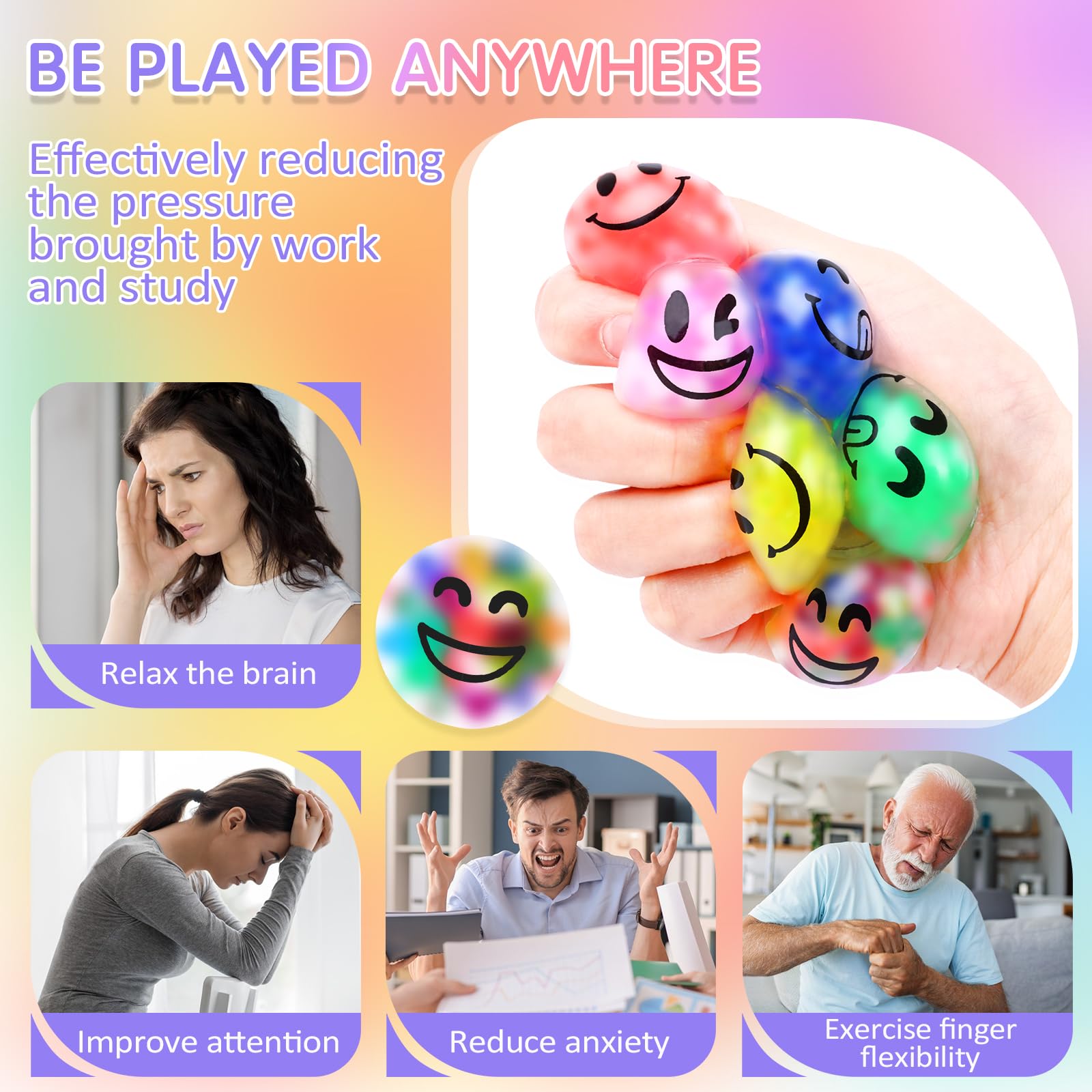 Snapklik.com : 36 Pack Stress Balls, Squishy Ball For Adults, Squeeze ...