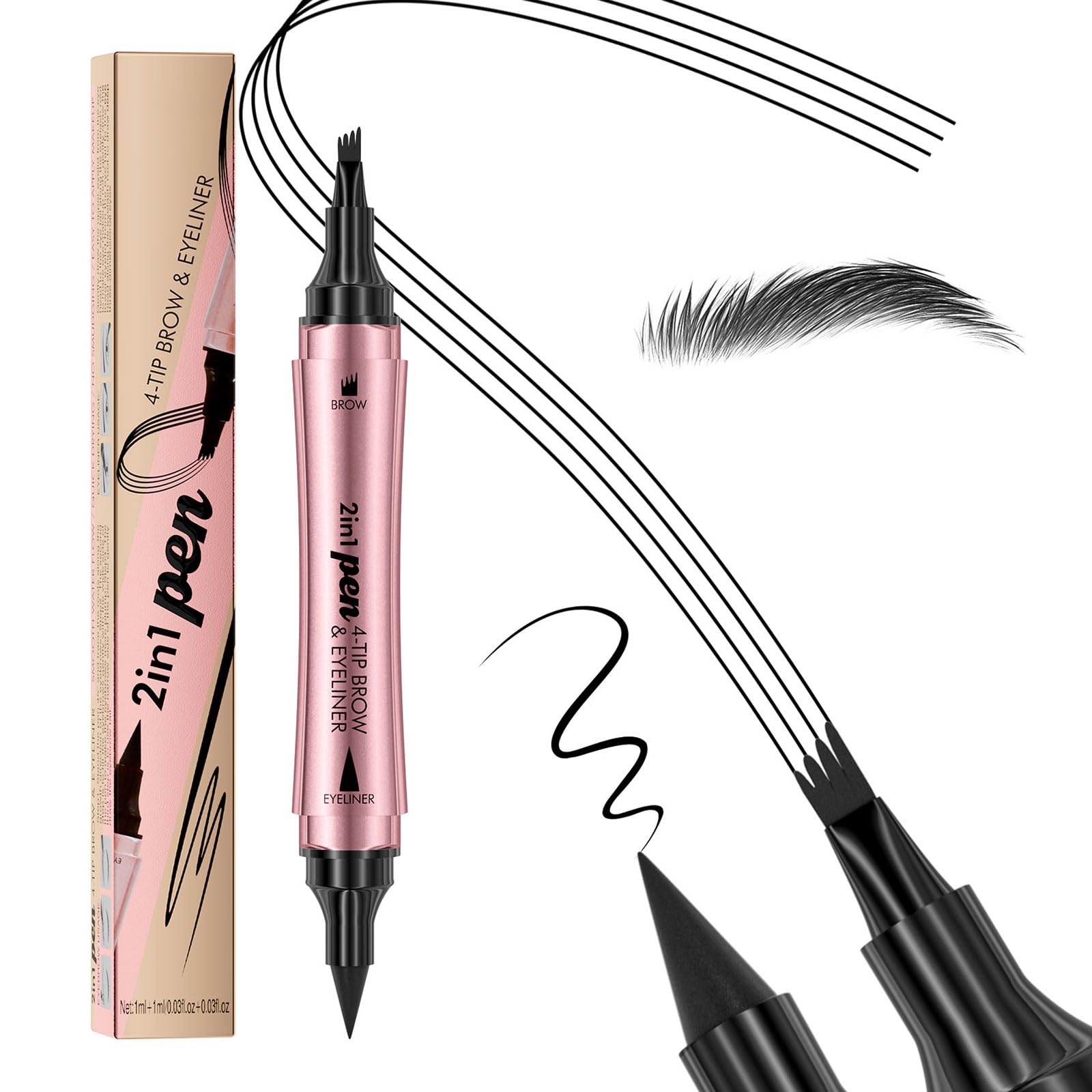 Amazon.com : 2 In 1 Microblading Eyebrow Pencil, Magic 3D 4-Tip Eyebrow ...