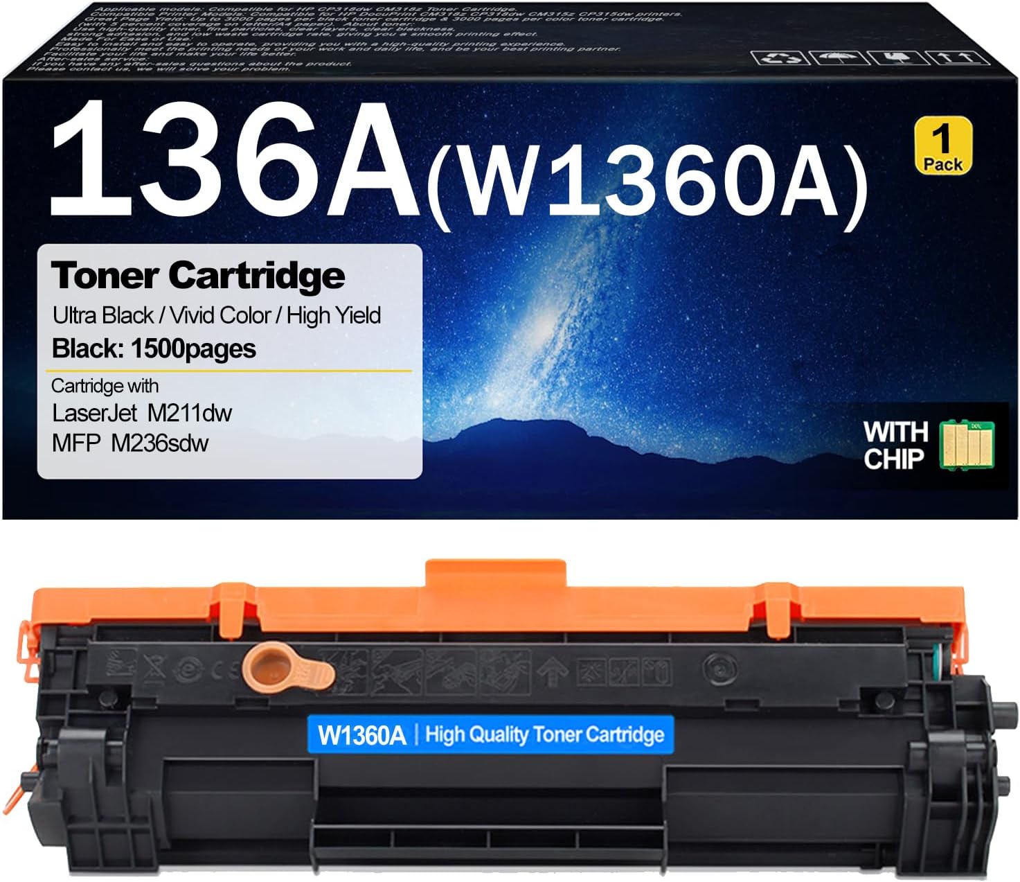 Amazon.com: DTGTEX 136A W1360A Toner Cartridge Compatible for HP 136A W1360A 136X W1360X Toner ...