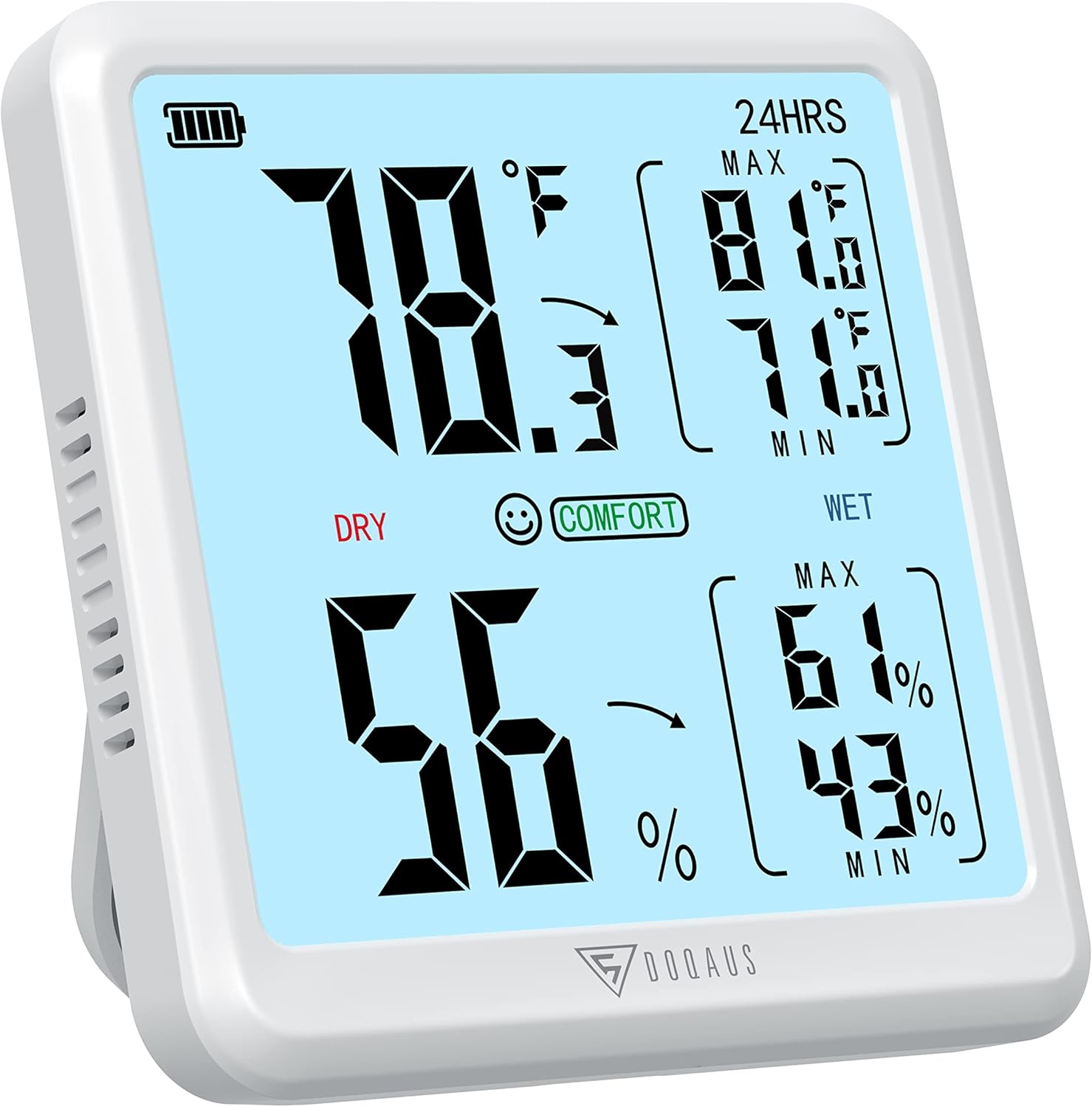 DOQAUS Digital Hygrometer Indoor Thermometer, Touch Backlit Humidity ...