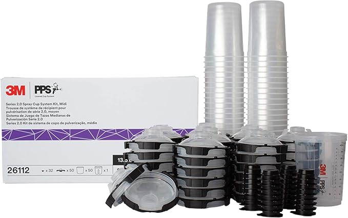 Amazon.com: 3M PPS 2.0 Spray Gun Cup, Lids and Liners Kit, 26112, Midi ...