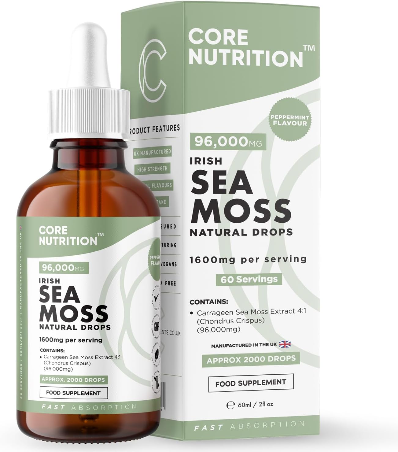 Irish Sea Moss Supplement Liquid Drops - High Strength of 96,000mg per ...