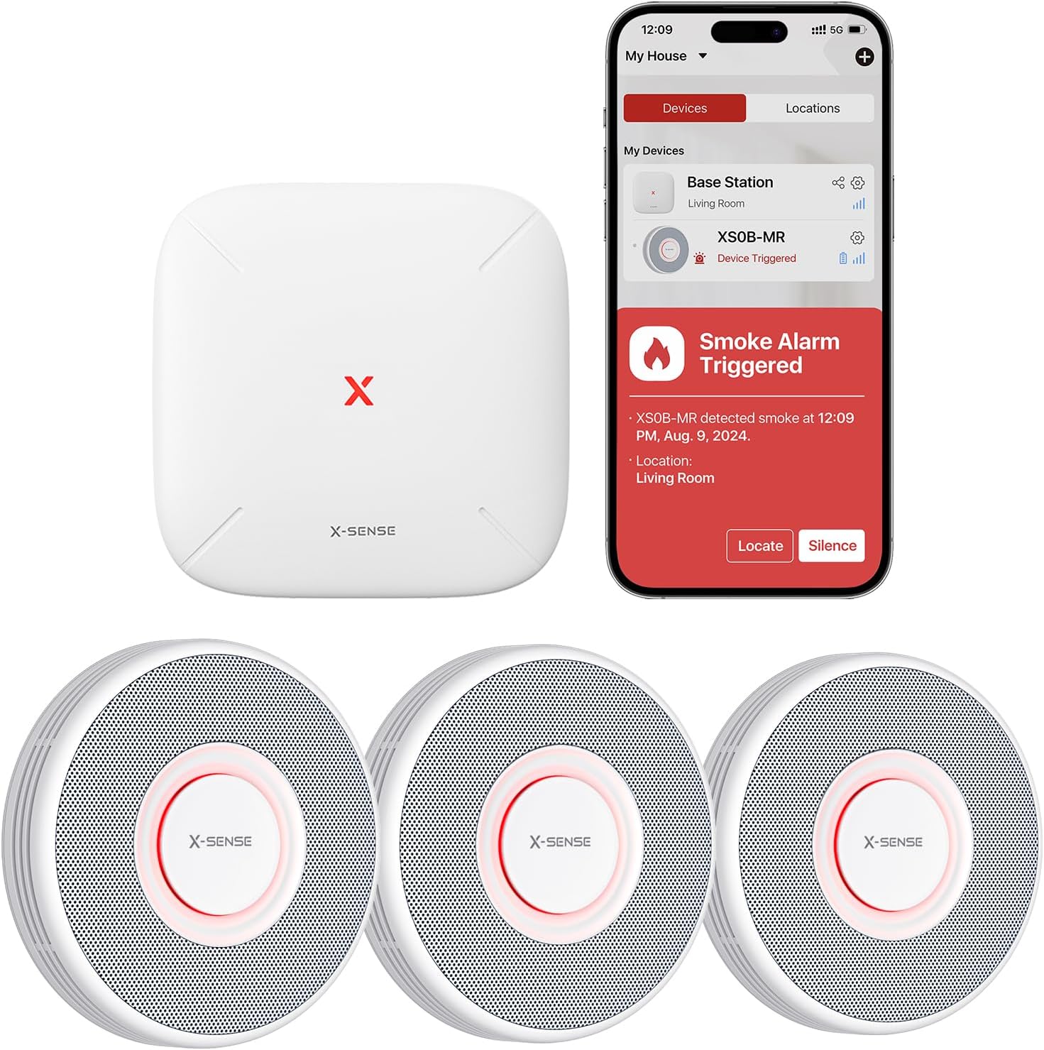 Uingarm Smart Smoke Detector Fire Alarm with Replaceable Battery, Wi-Fi ...