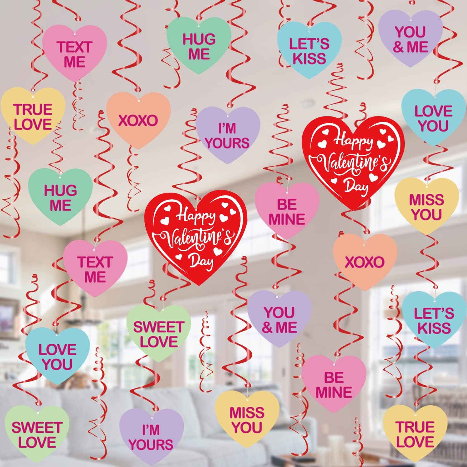 Amazon.com: 28Pcs Valentine's Day Hanging Decoration Cute Conversation ...