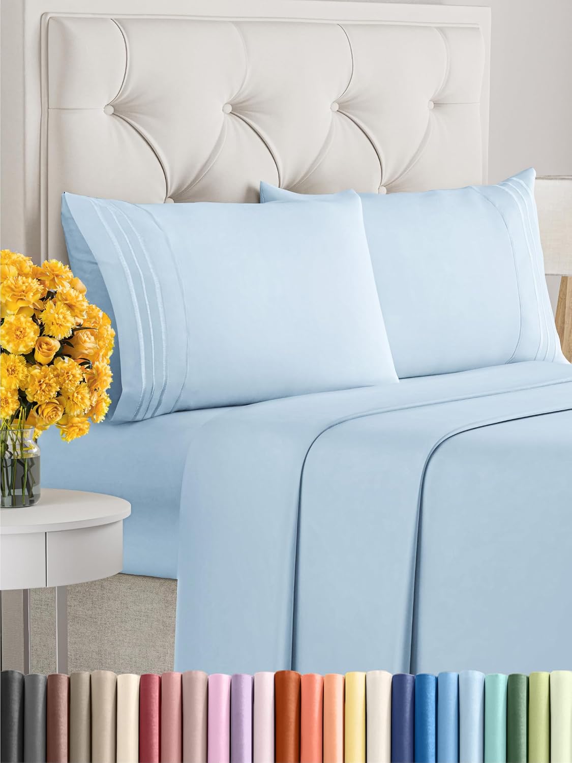 Amazon.com: Cal King Size 4 Piece Sheet Set - Comfy Breathable ...