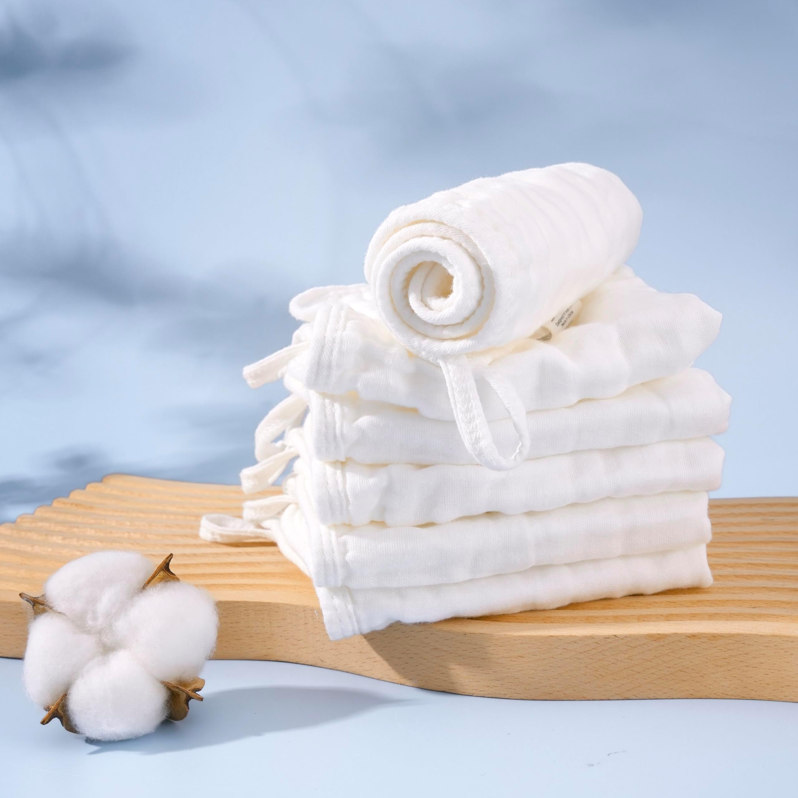 Little Bamboo Muslin Baby Face Washer Cleansing Cloths 6 Pack - Whisper ...