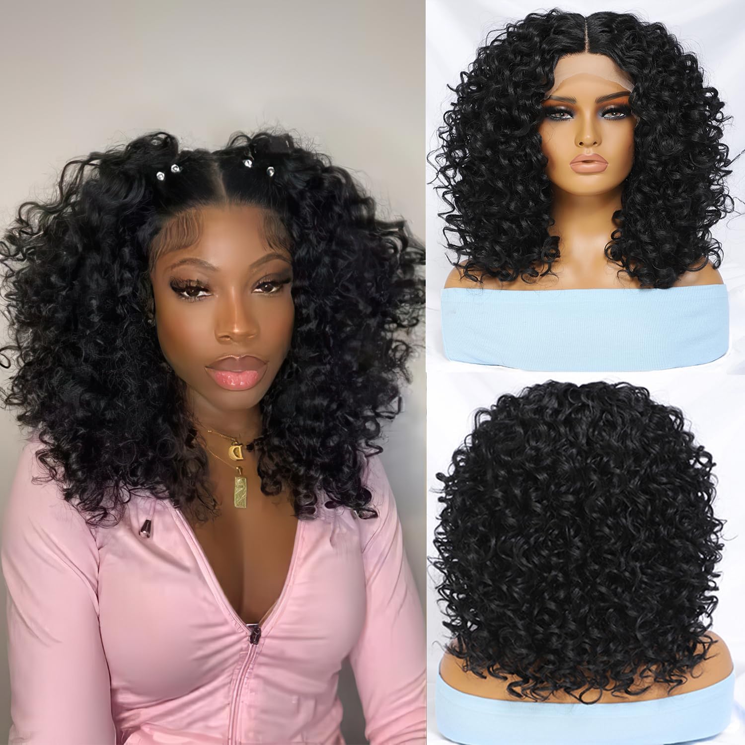 Amazon.com : Curly Wigs for Women, 14 Inches Soft Curly Afro Wigs with ...