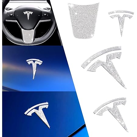 Amazon.com: Bling Bling Rhinestone Logo Emblems for Tesla Model Y, 4 ...