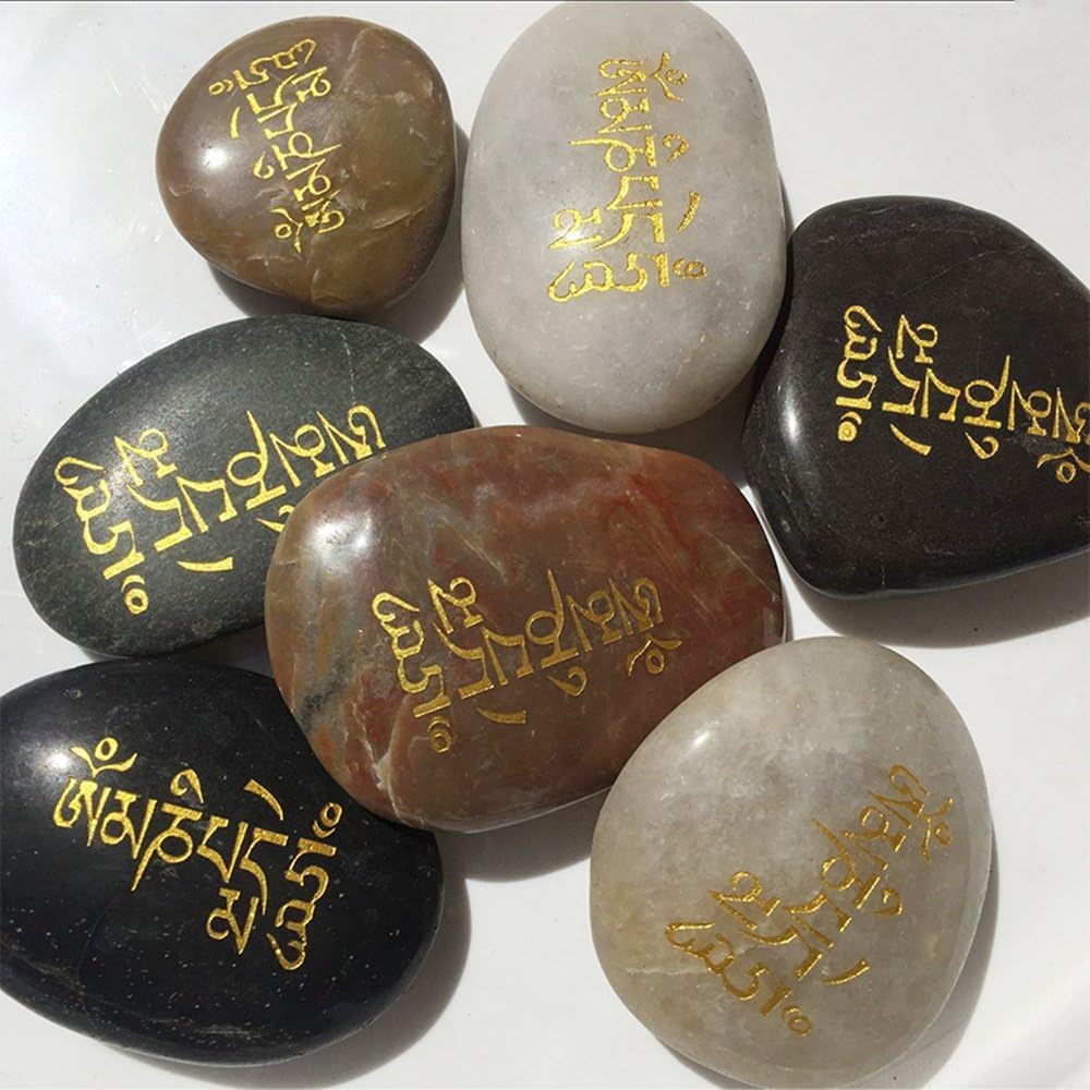 Amazon.com: Dollbling Tibetan Mani Riverstones Padme Hum Marnyi Strong ...