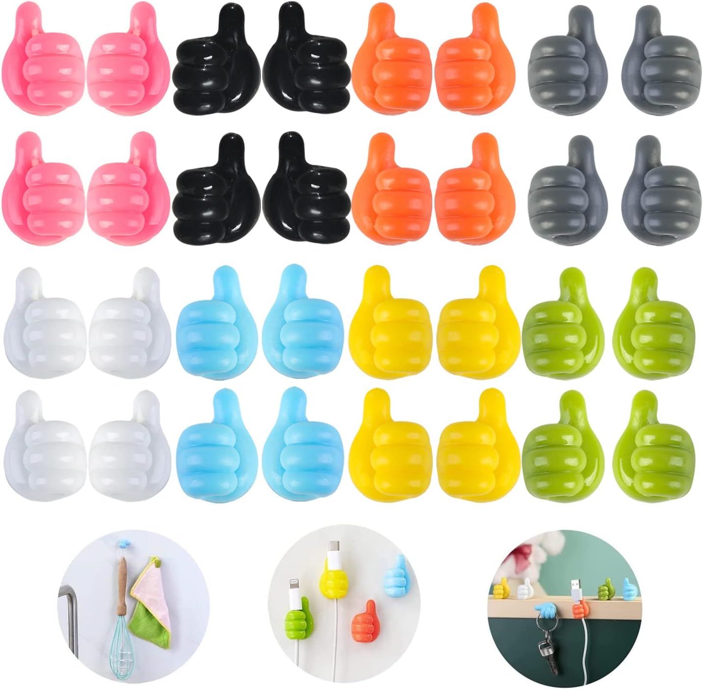 APDDHJ Self-Adhesive Thumb Hooks Thumb Wall Hooks Adhesive Hooks No ...