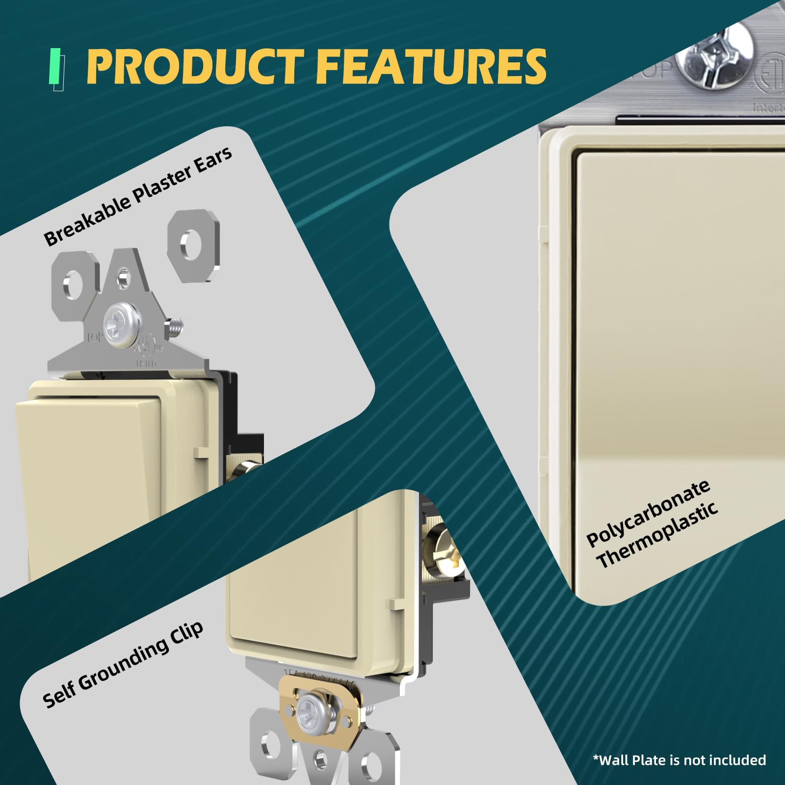 Snapklik.com : 10 Pack 3-Way Decorator Light Switch, Single Pole Or ...