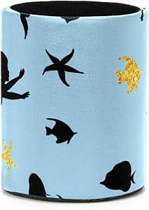 Amazon.com: Mermaid Seaweed Fish Silhouette Blue Pencil Holder, Pen ...