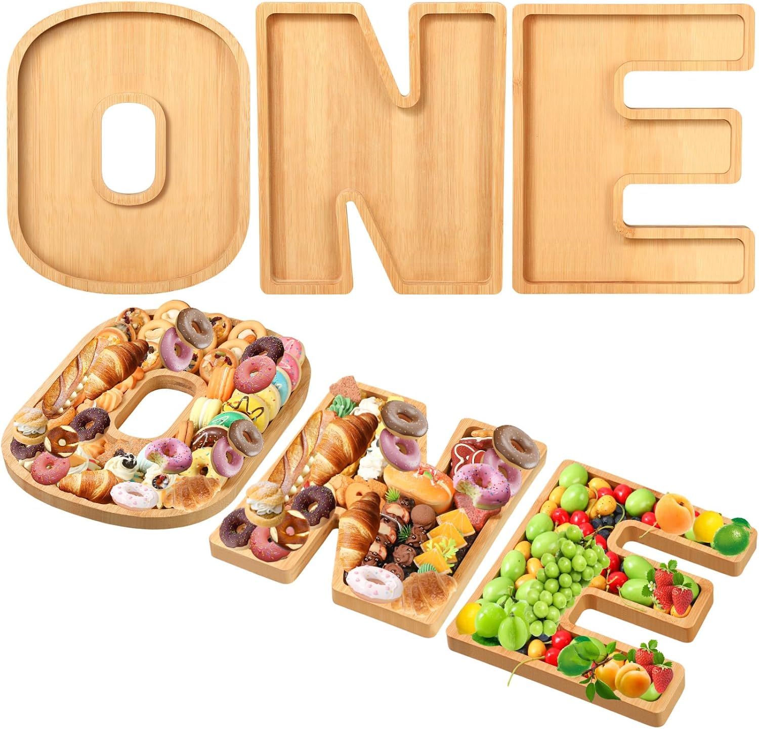 Amazon.com | mzfoo 12 Inch One Charcuterie Board Letters 4 Pcs Wooden ...