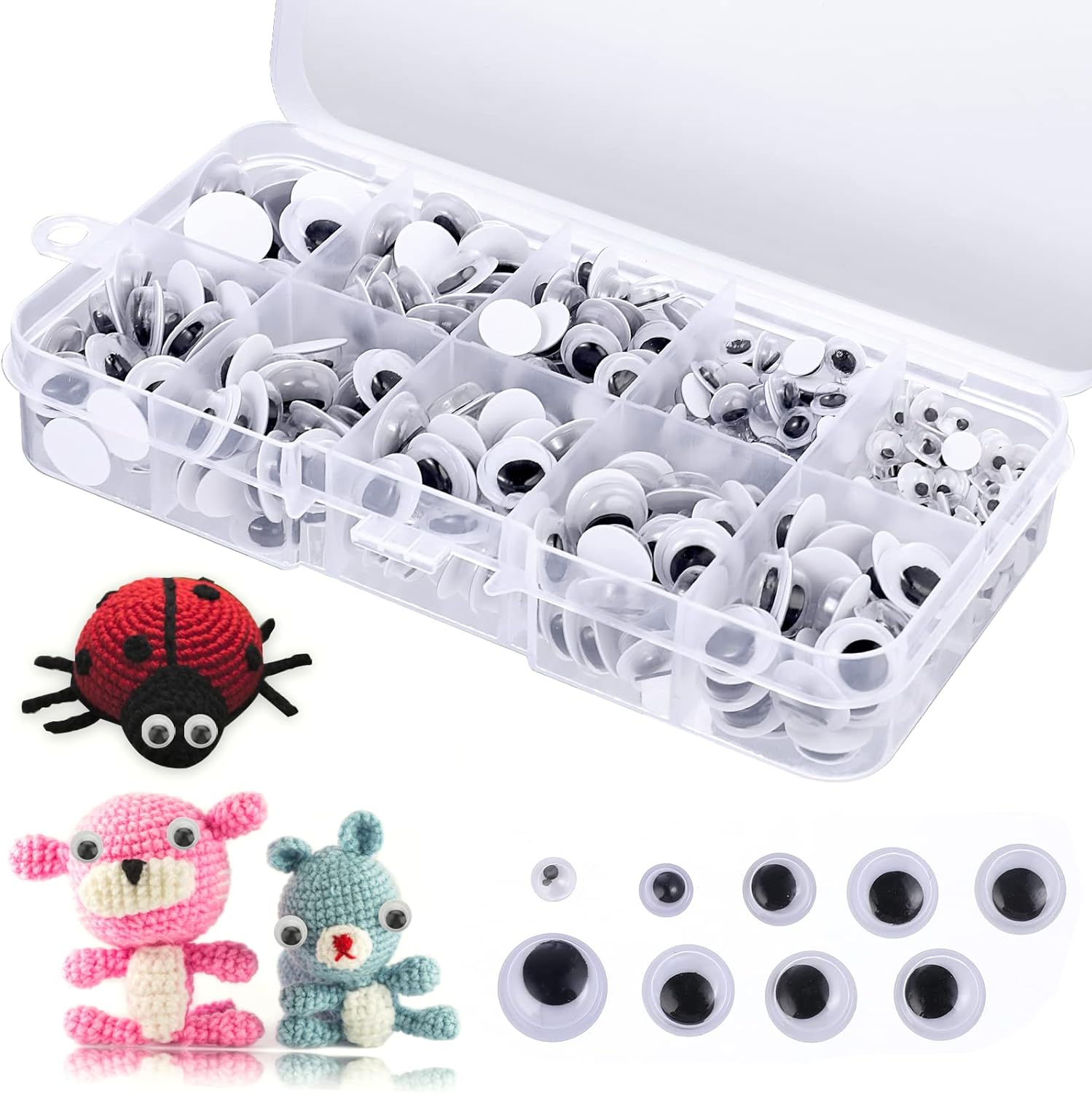 Stick on Googly Wiggle Eyes, 430Pcs Assorted Size 5-12mm Sticky Craft ...