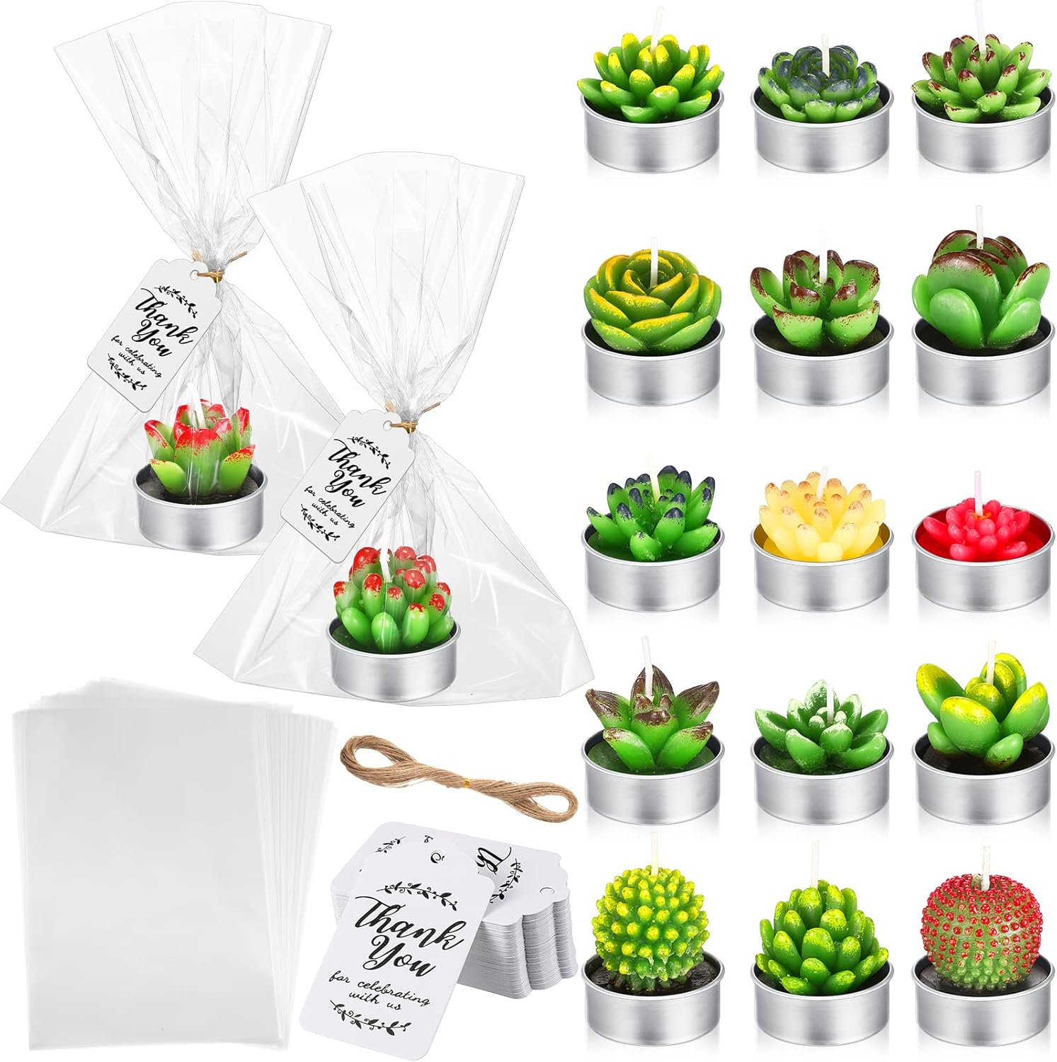 Amazon.com: 24 Pieces Cactus Tealight Candles for Party Succulent ...