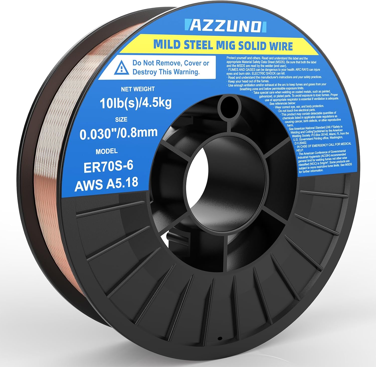 AZZUNO Mig Solid Welding Wire, ER70S-6 Mild Steel Gas Mig Wire .030" 10 ...