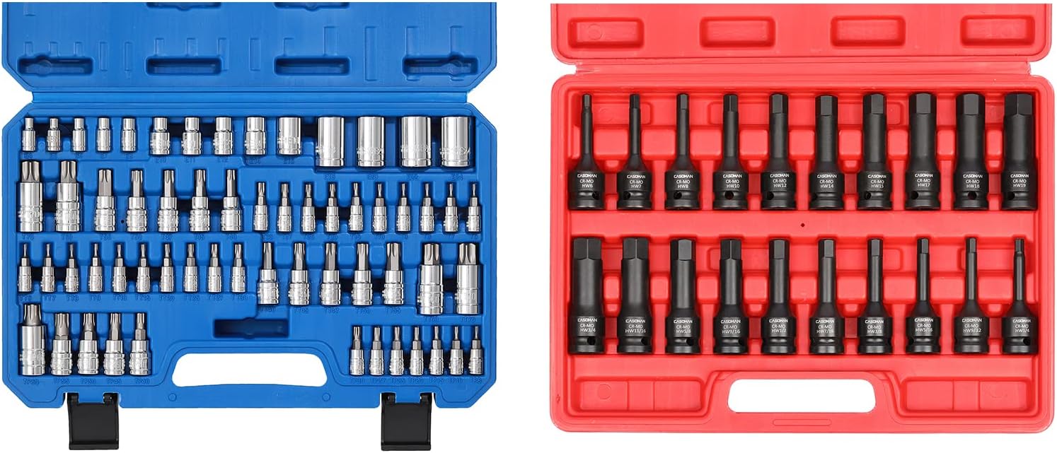 Amazon.com: CASOMAN 60-Piece Master Torx Bit Socket and External Torx ...