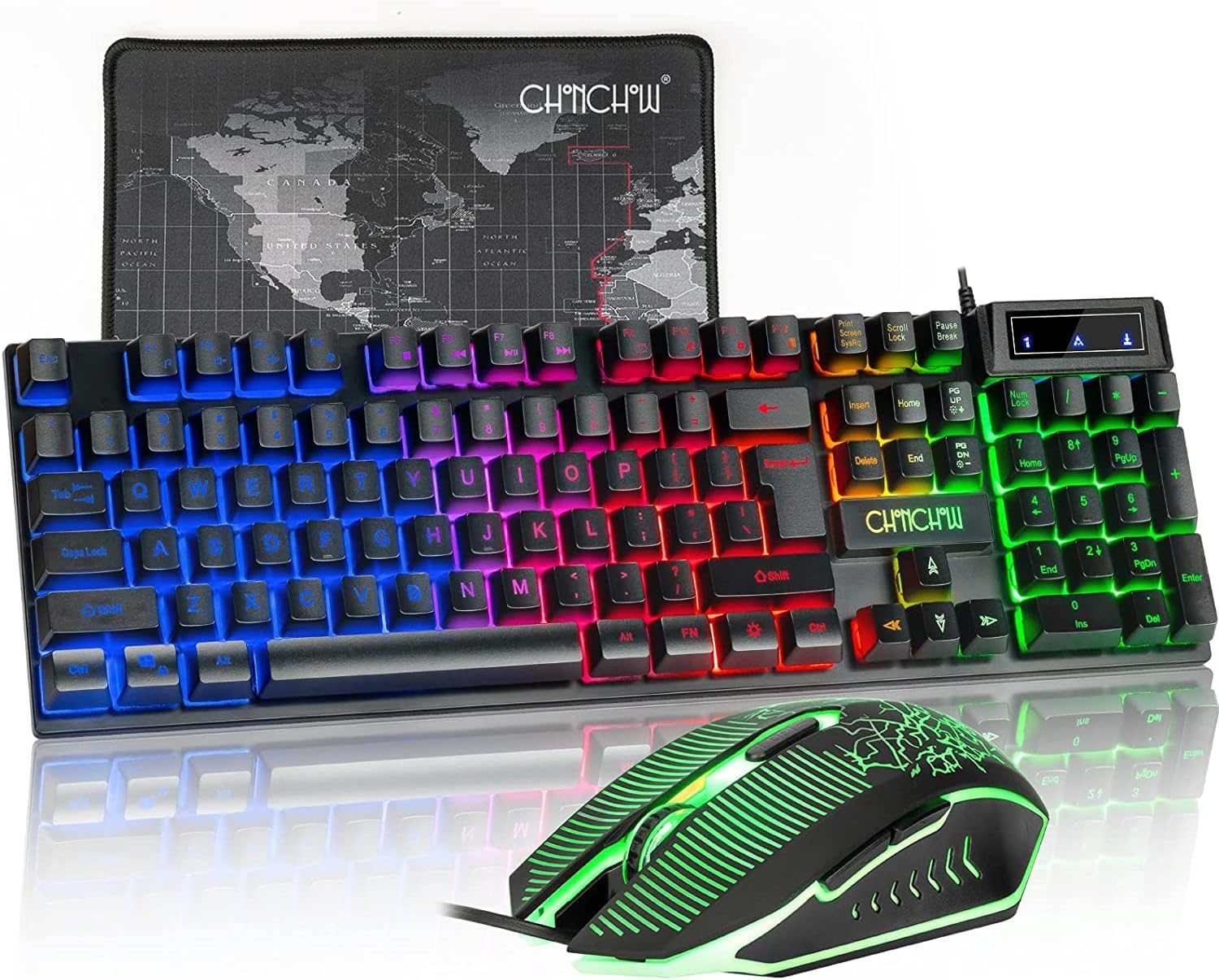 CHONCHOW Gaming LED Backlit Keyboard and Mouse Combo with Emitting ...