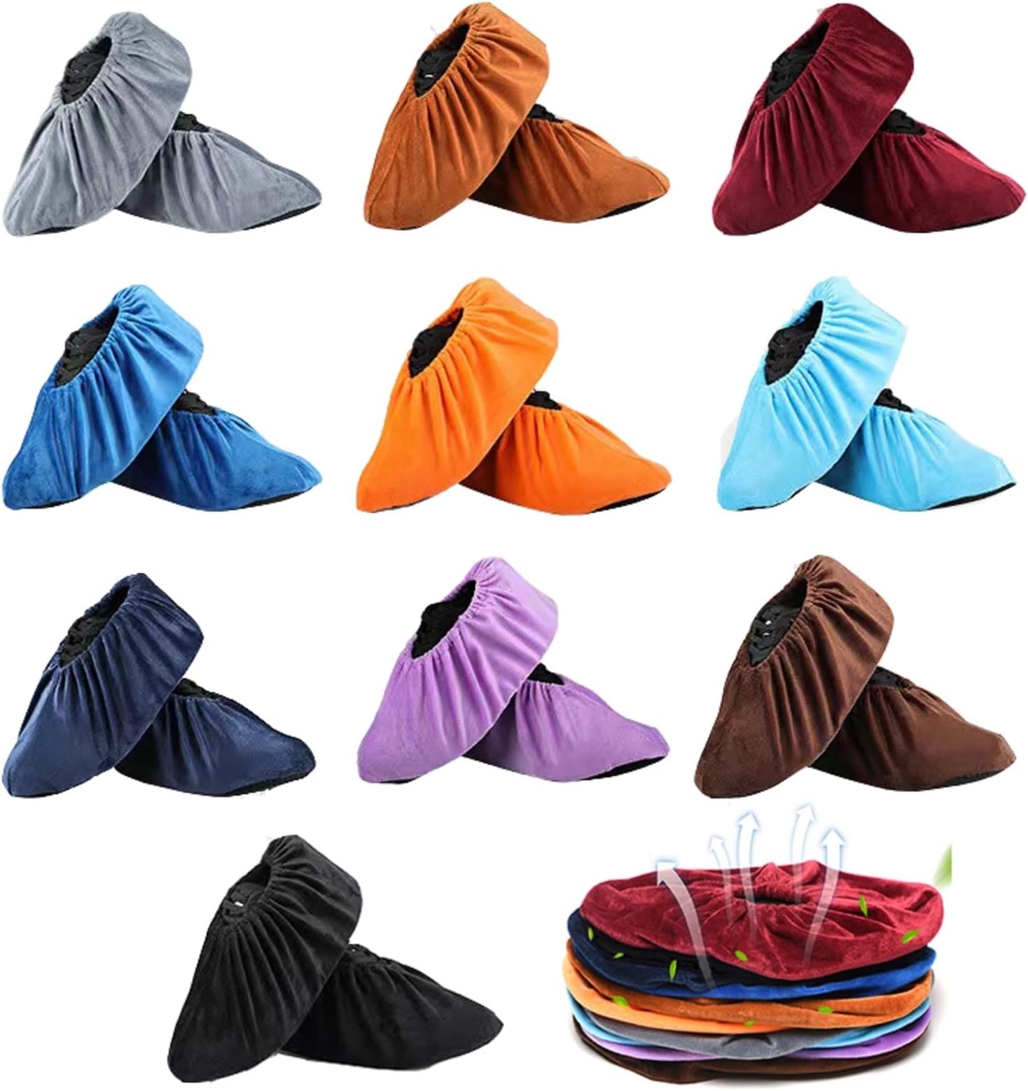 ELANE 9 Pcs Reusable Shoe Covers for Indoors，Washable Shoe Covers ...