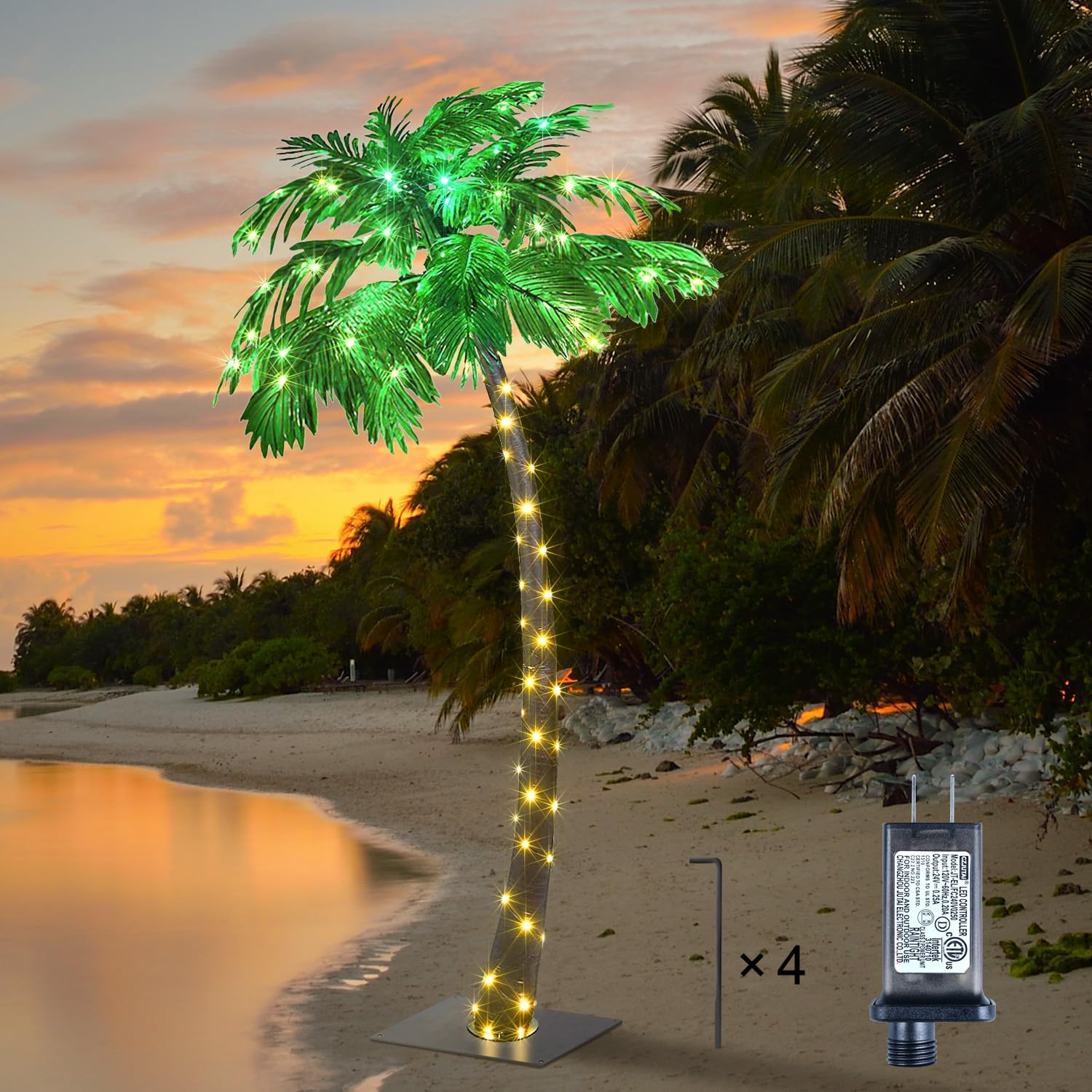 Amazon.com: LED Lighted Palm Tree with Coconuts Color Changing Artificial Palm Tree Lights ...