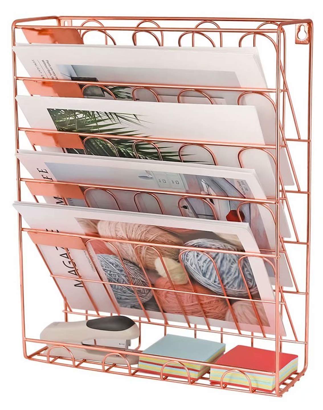 Artzilla 6-Tier, Rose Gold Metal Wire Magazine Stand/Newspaper Stand ...