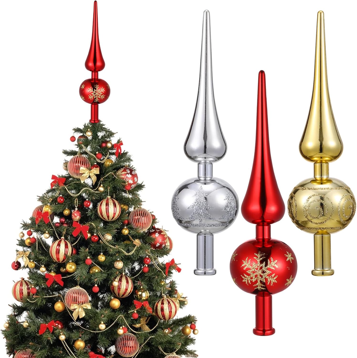 Amazon.com: ABOOFAN 3Pcs Vintage Tree Topper Finial Christmas Tree ...