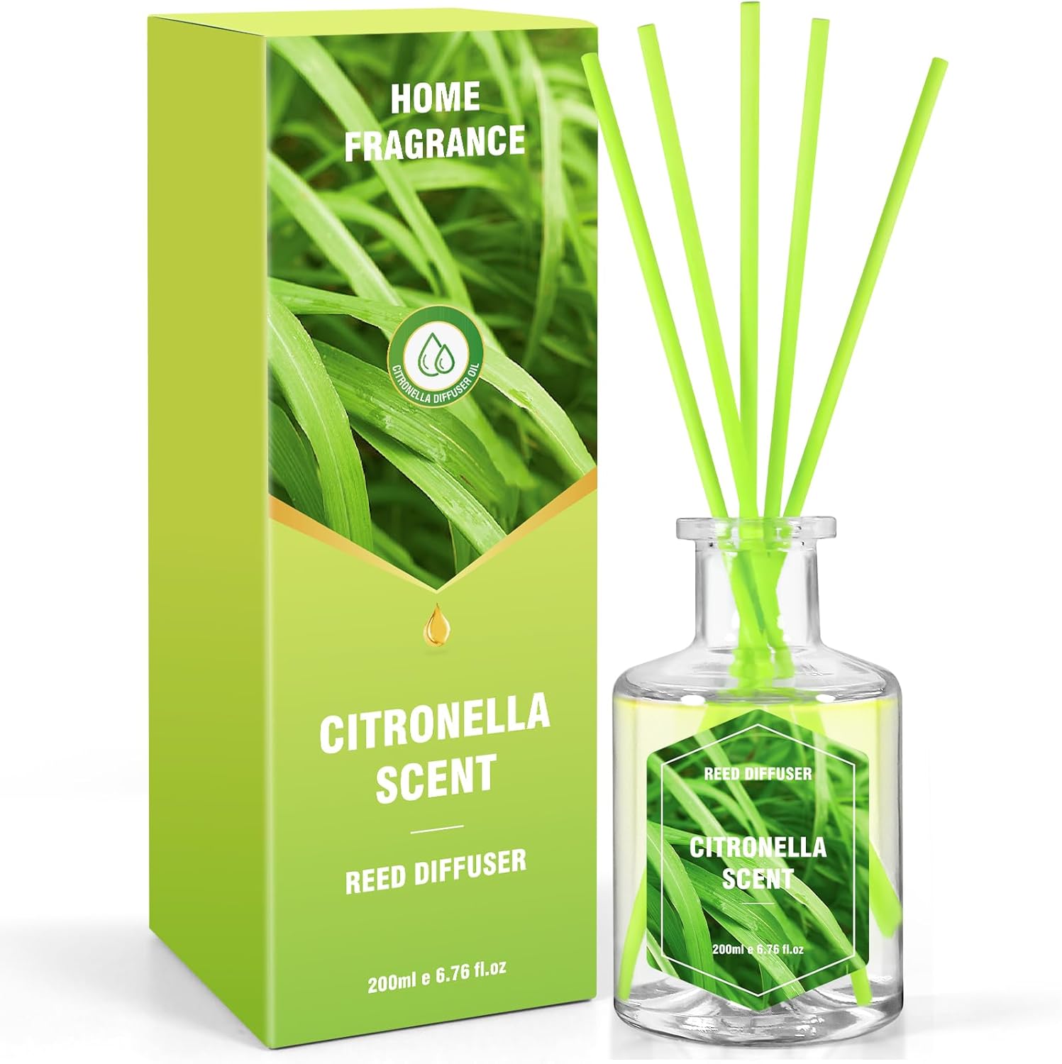 Amazon.com: STRN Citronella Reed Diffuser, Lemongrass Fragrance ...