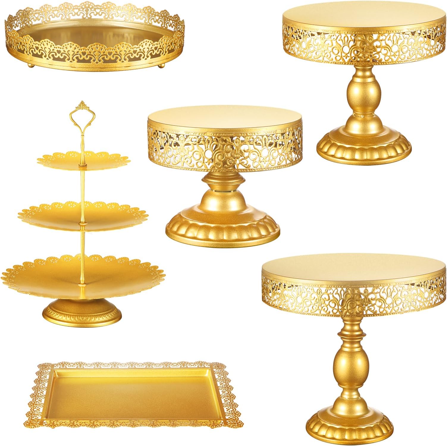 Amazon.com: 6 Pcs Gold Cake Stand Set, Metal Cake Stand Dessert Table ...