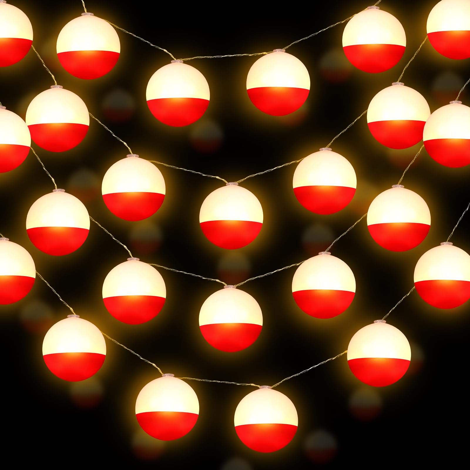 Deekin 60 LED Fishing Bobbers String Lights 30 ft Battery Powered ...
