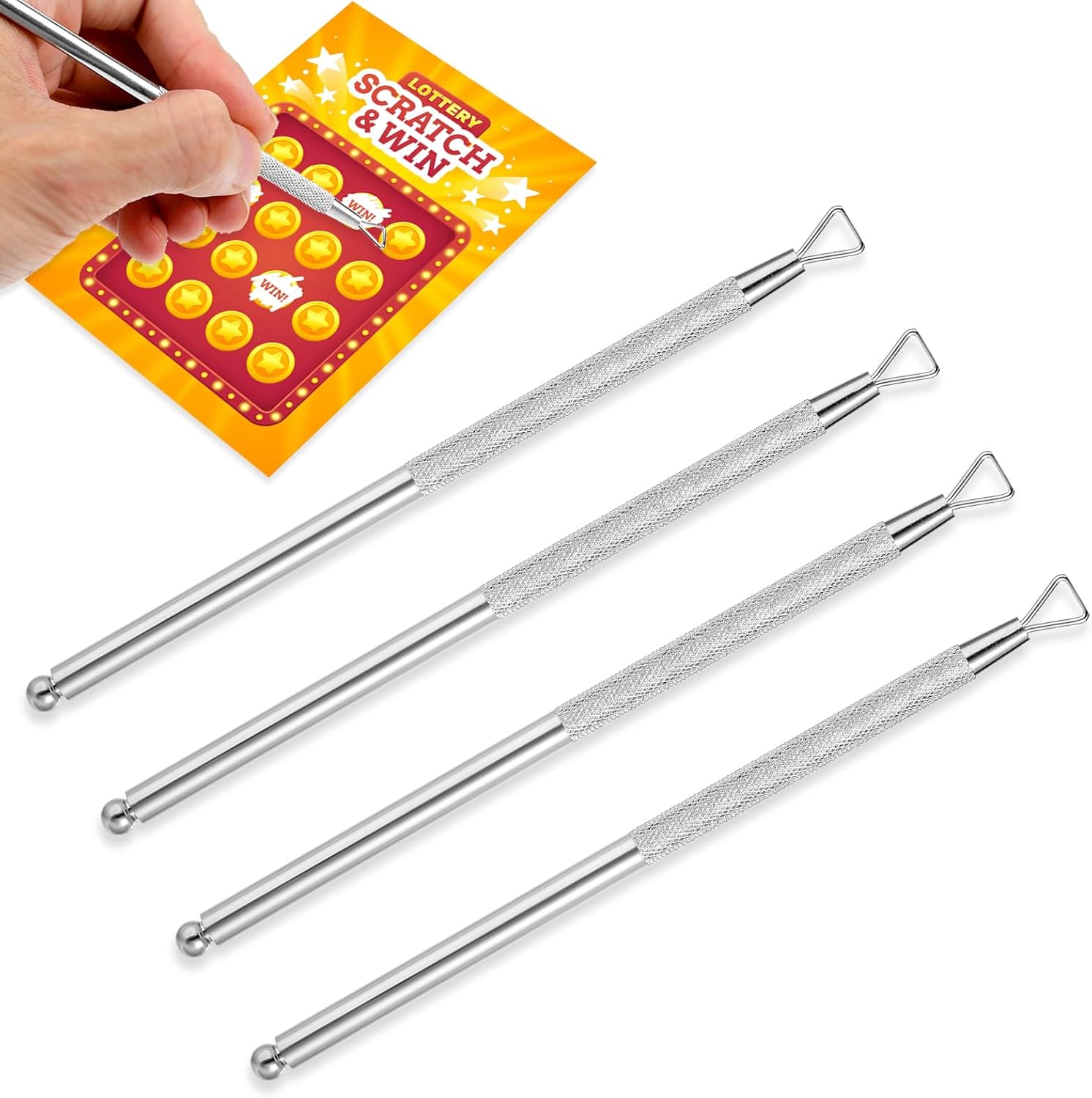 Amazon.com: Gjinxi Lottery Scratcher Ticket 4 Pcs Metal Label Scraper ...
