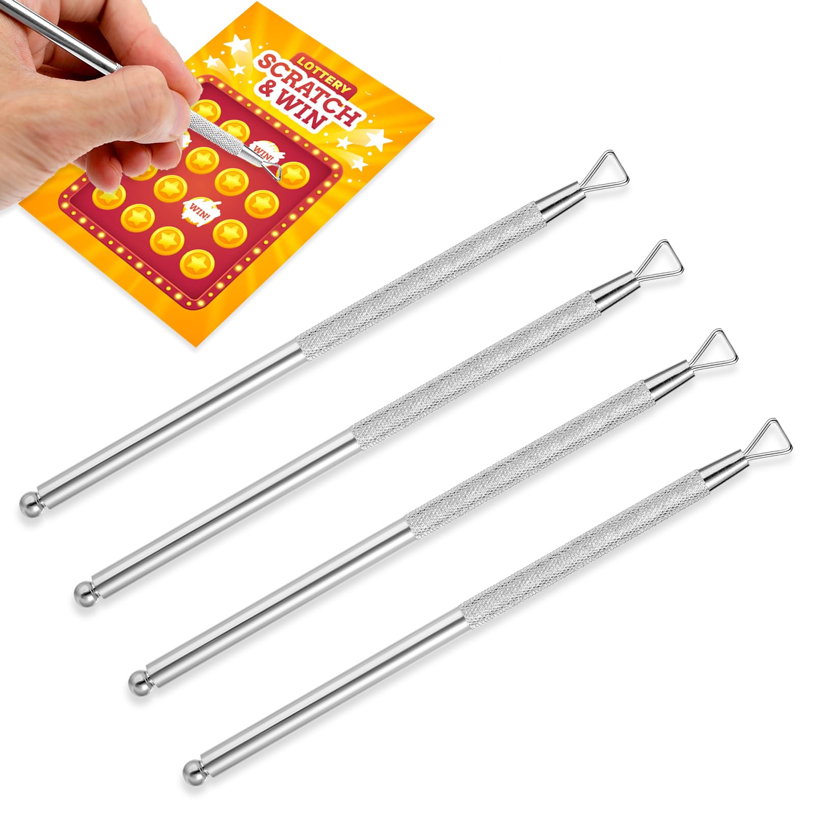 Amazon.com: Gjinxi Lottery Scratcher Ticket 4 Pcs Metal Label Scraper ...