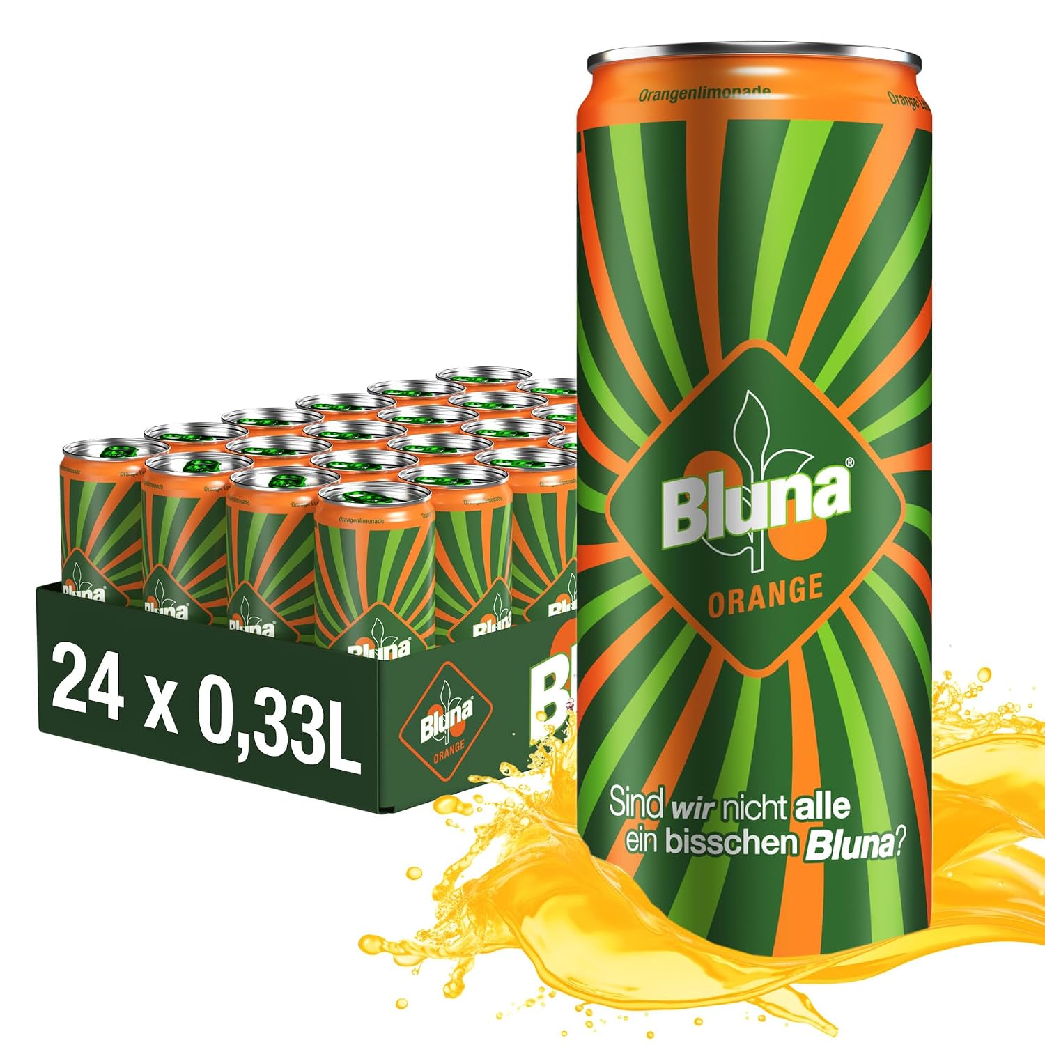 Bluna Orangenlimonade, Fruchtgehalt 3%, 24 x 330 ml Dosen
