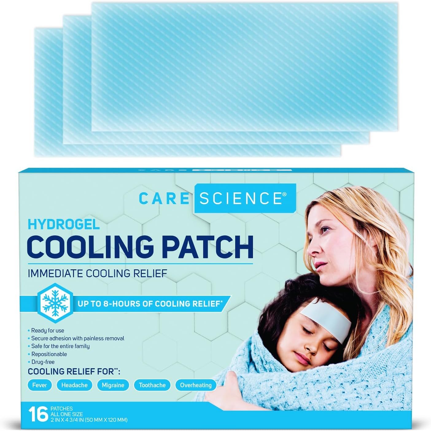 Amazon.com: Care Science Hydrogel Cooling Patch 16ct | Cooling Patches ...