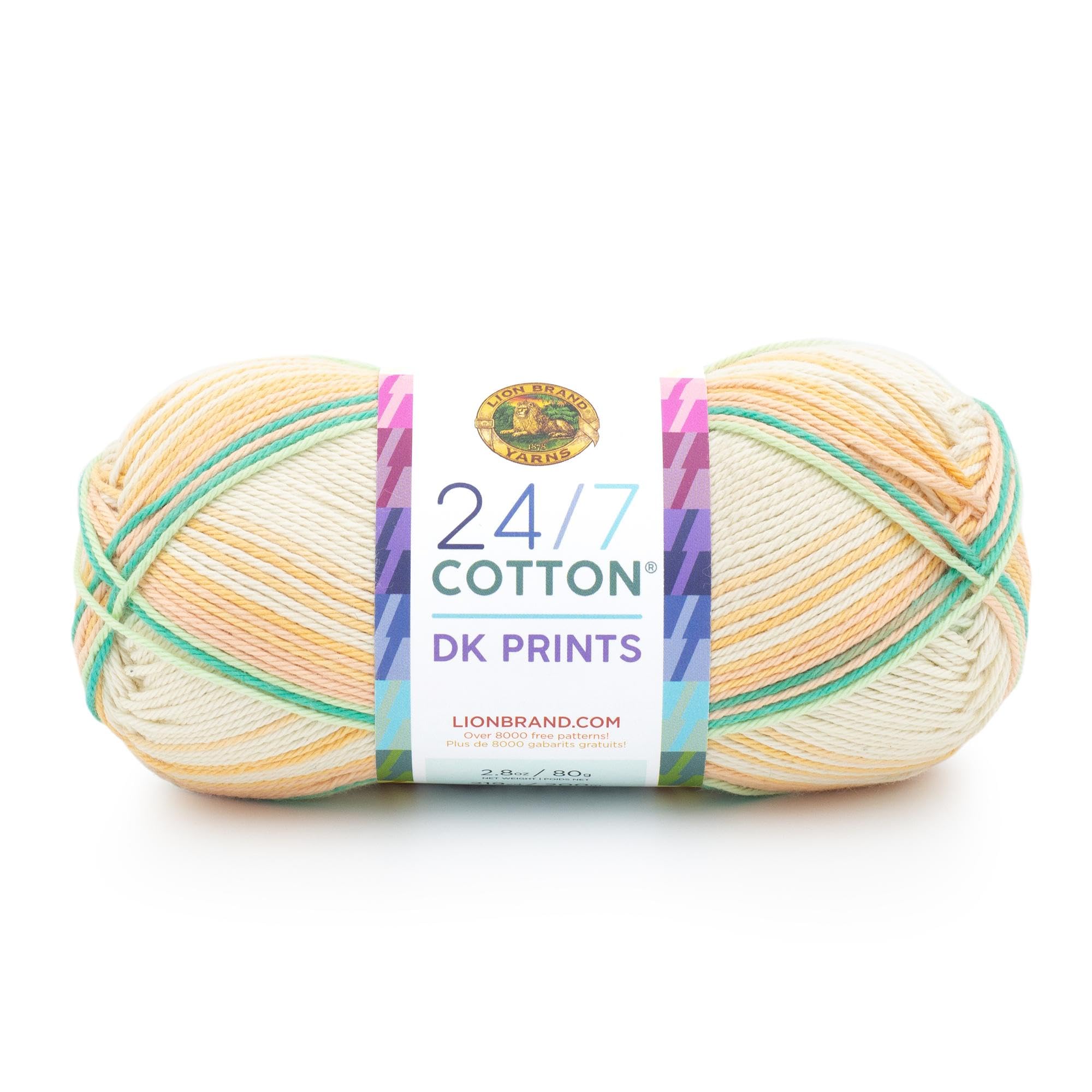 Amazon.com: Lion Brand Yarn 24/7 Cotton Dk Yarn, 1 Pack, Spring