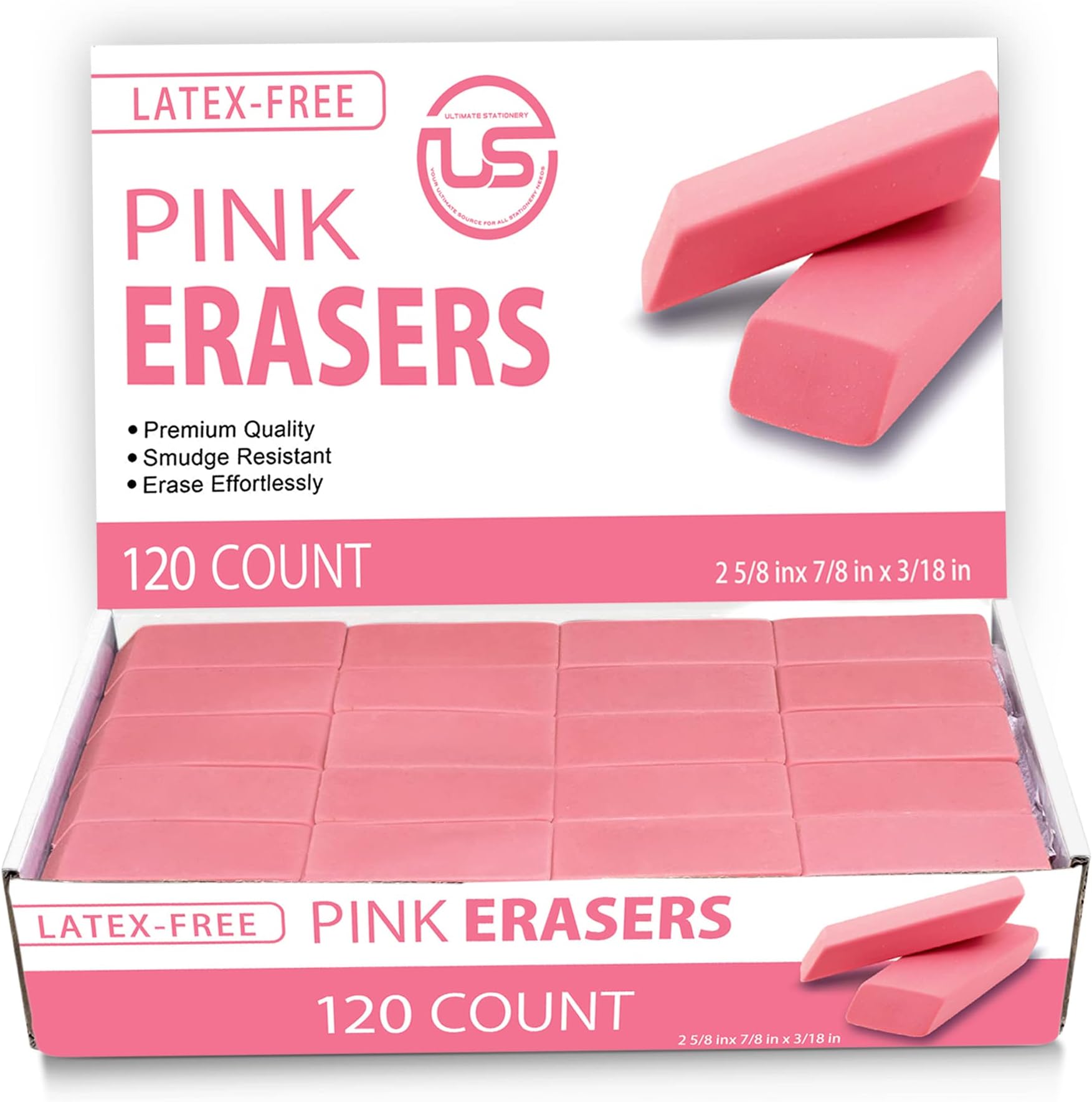 Amazon.com : Pink Erasers, Shuttle Art 120 Pack Pink Erasers Bulk for ...