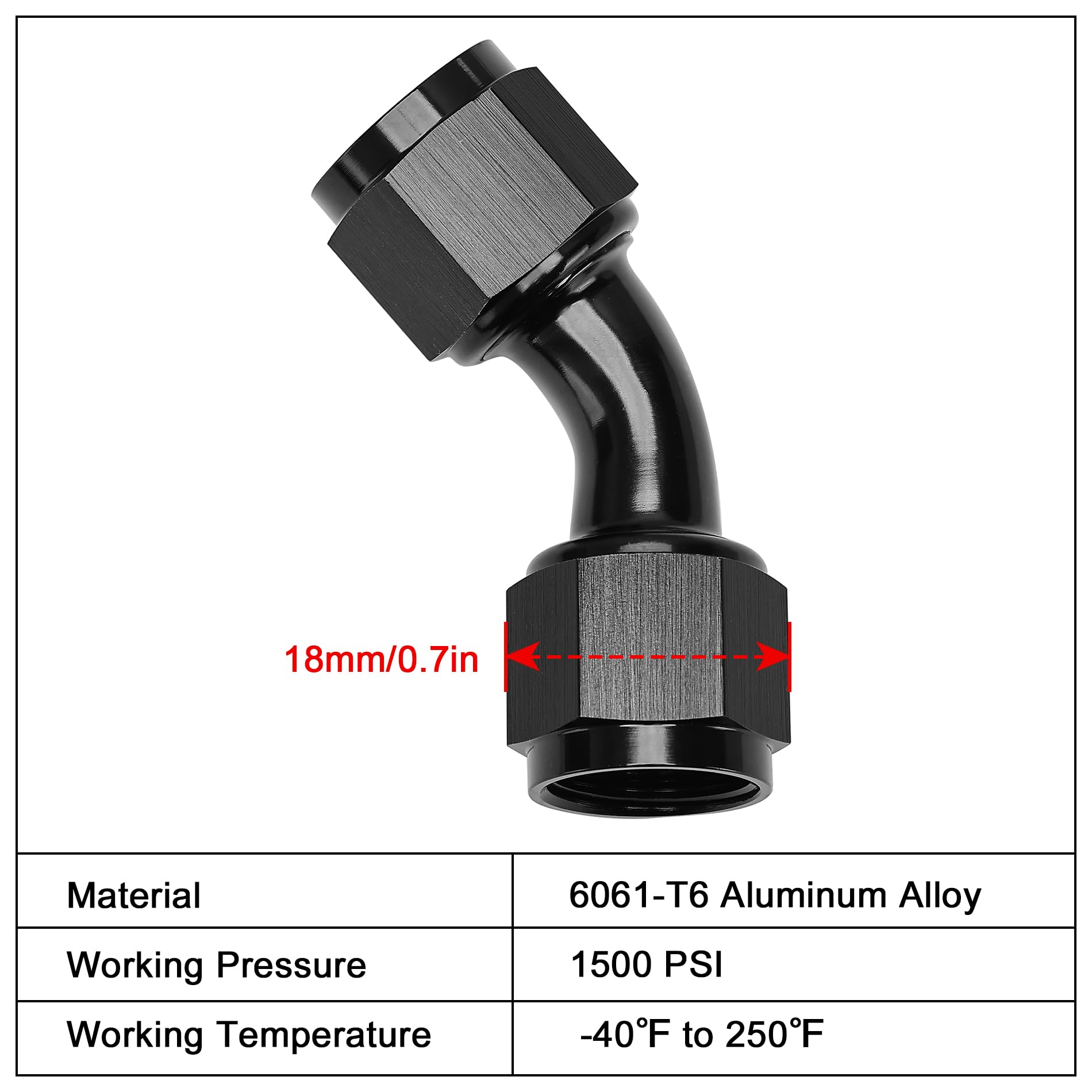 Snapklik.com : 6AN Female To 6AN Female 45 Degree Swivel Coupler Union ...