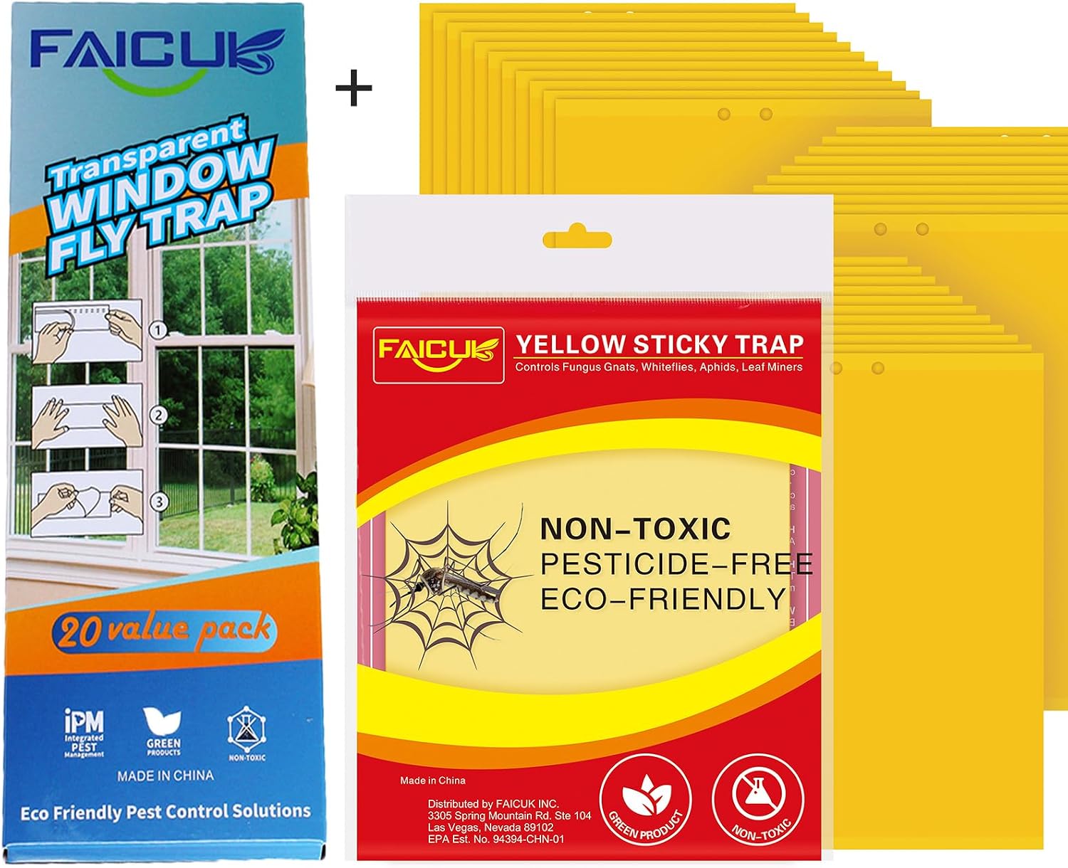 Amazon.com : Faicuk 20Pack Clear Window Fly Traps + 30 Pack Dual-Sided ...