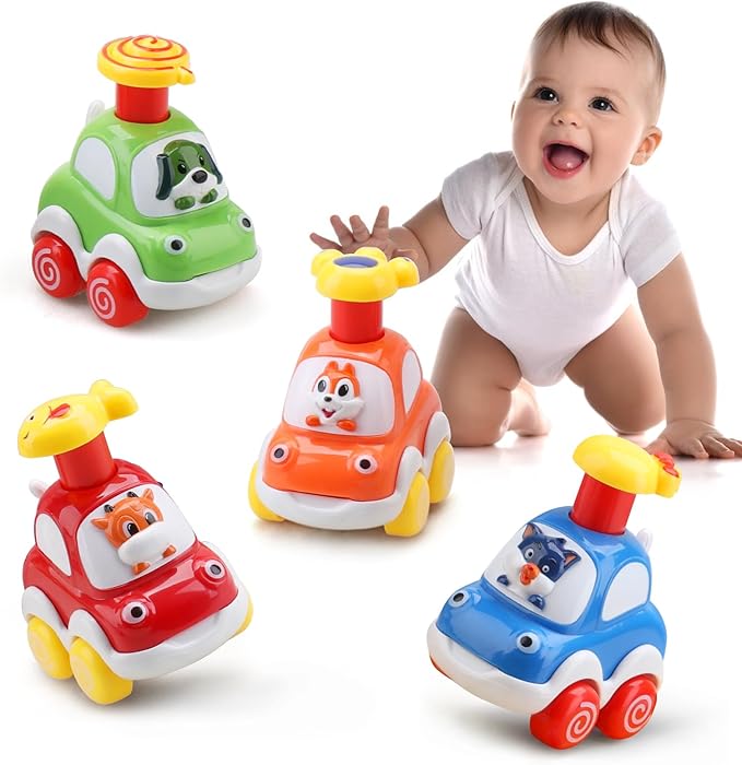 AmyBenton Baby Toy Cars for 1 2 Year Olds, 4PCS Press & Go Toy Car ...