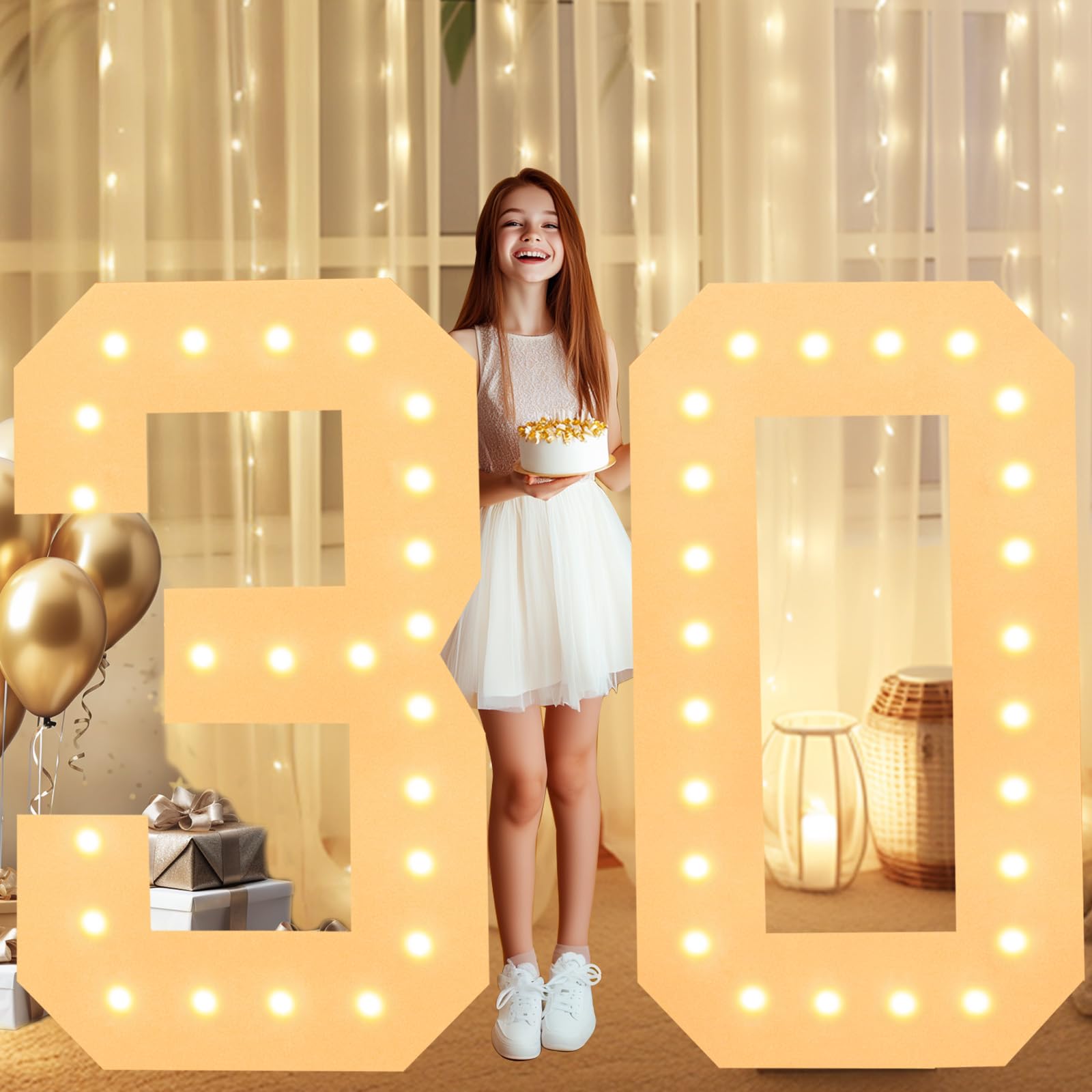 Amazon.com: LOBOOM 4FT Light Up Numbers, Marquee Numbers 4 Feet Tall ...