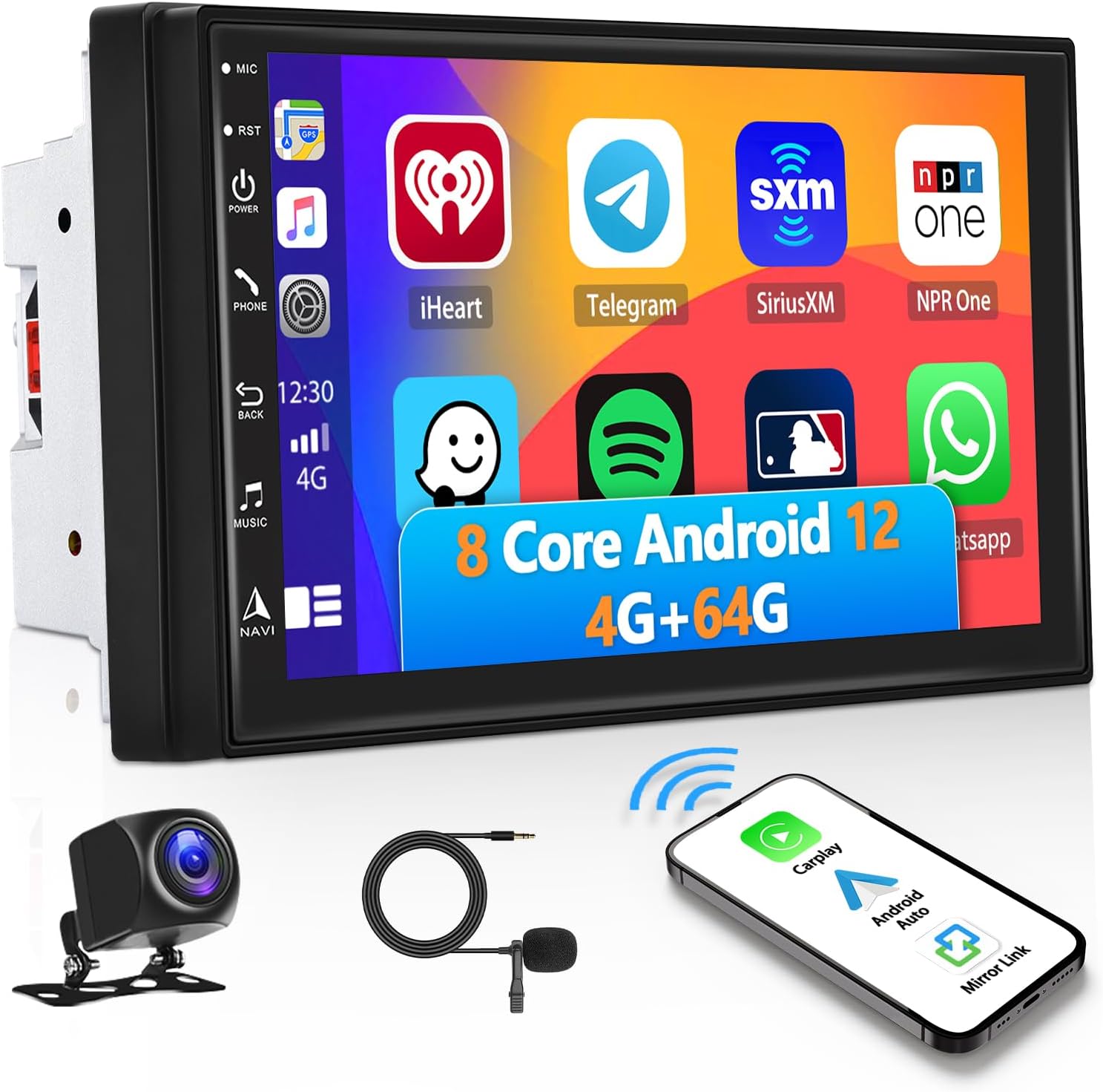 Amazon.com: 7 Inch Android 12 Car Stereo Double Din with Apple CarPlay ...